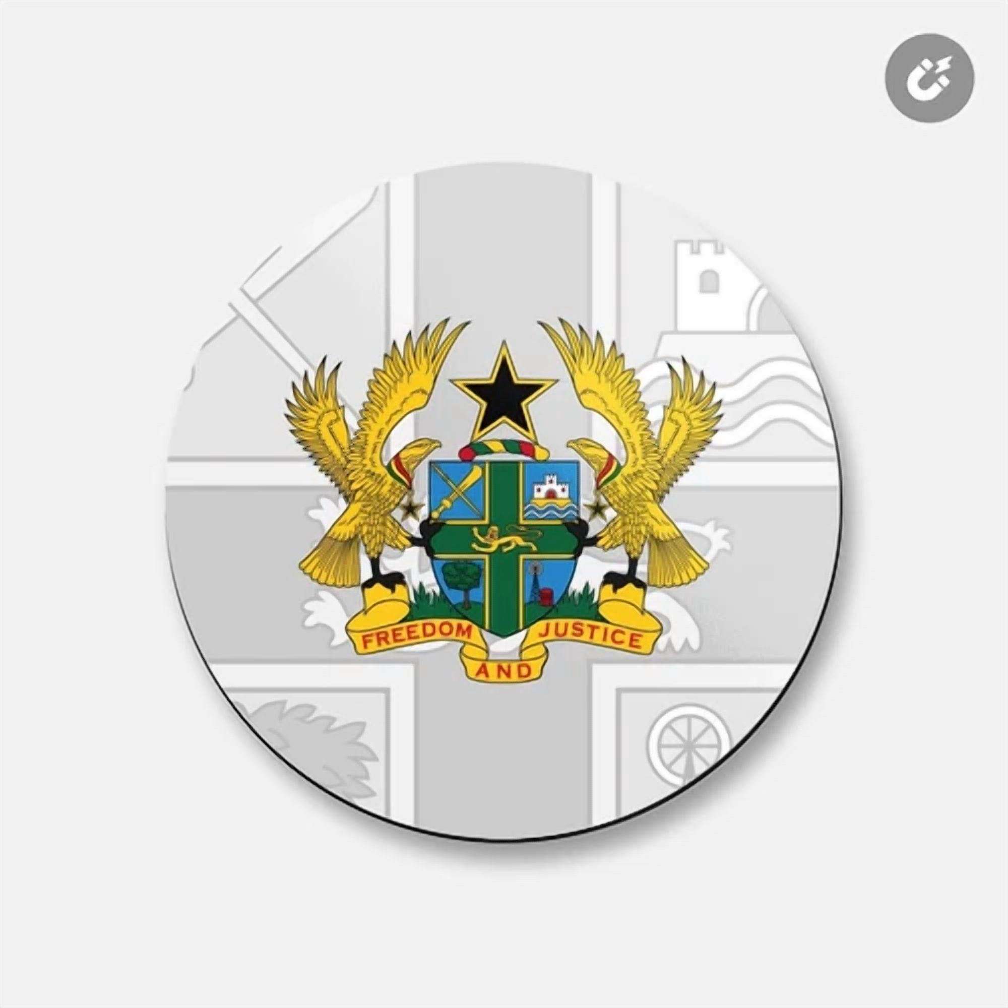 STARLIGHT- Ghana Coat Of Arms | 4'' X 4'' Round Decorative Magnet ...