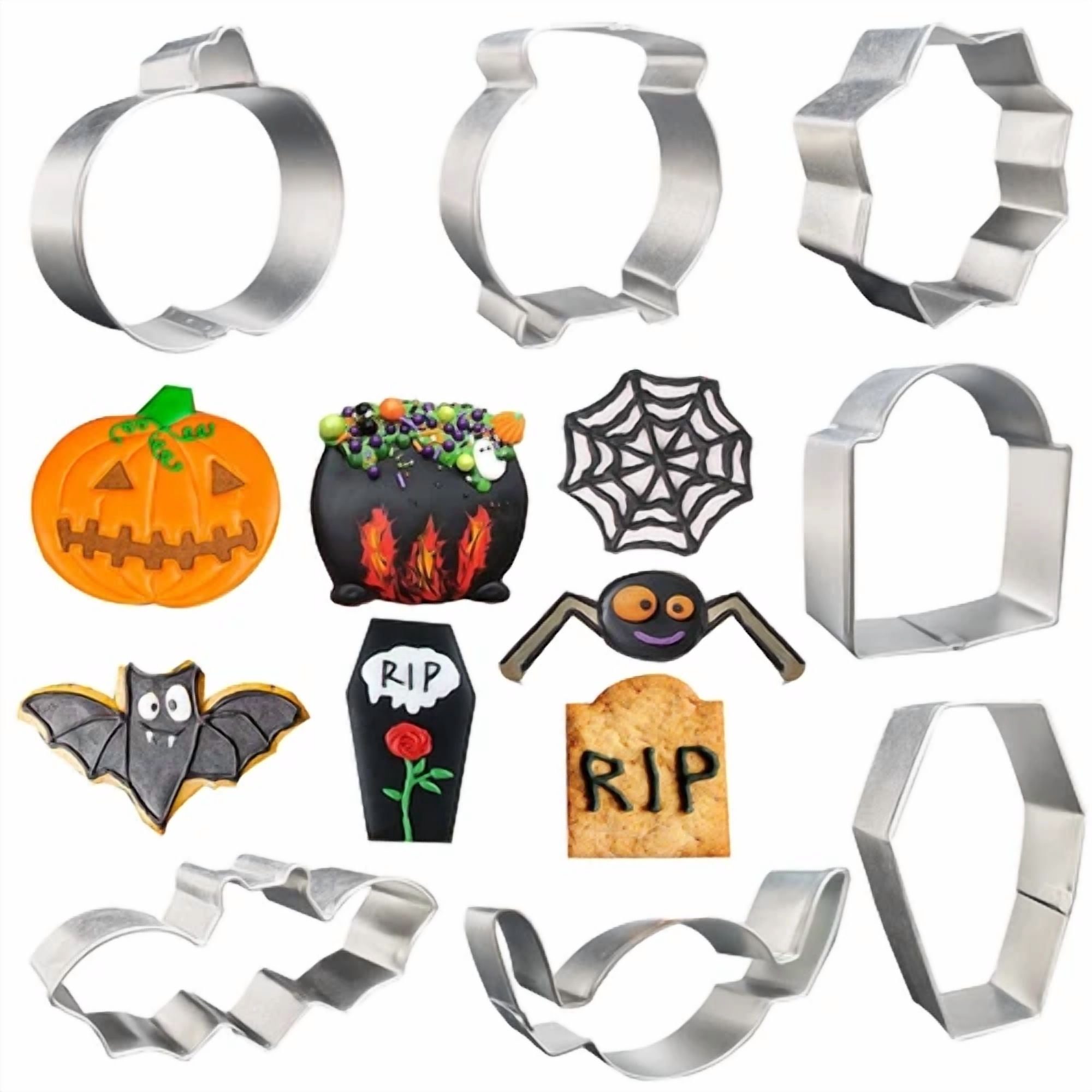 STARLIGHT- Halloween Cookie Cutters For Baking Cauldron Bat Pumpkin Web ...