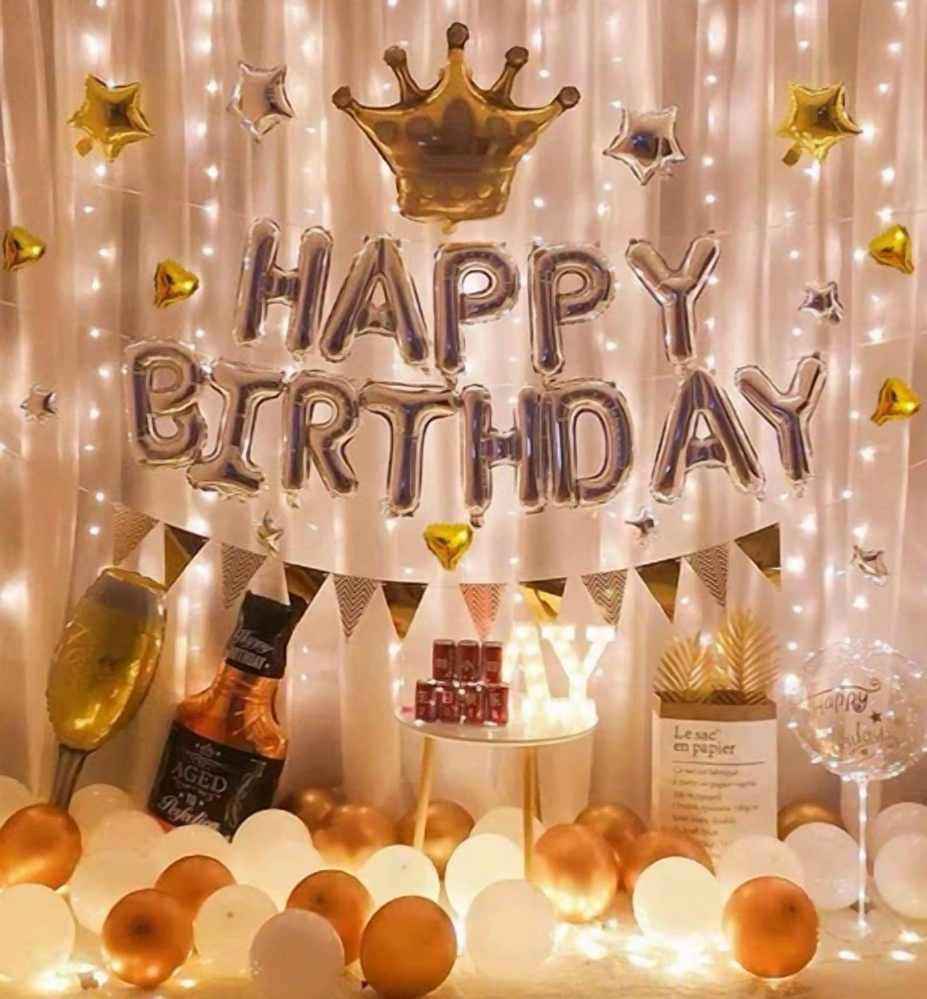 STARLIGHT- Happy Birthday Party Balloon Whiskey Bottle Crown ...