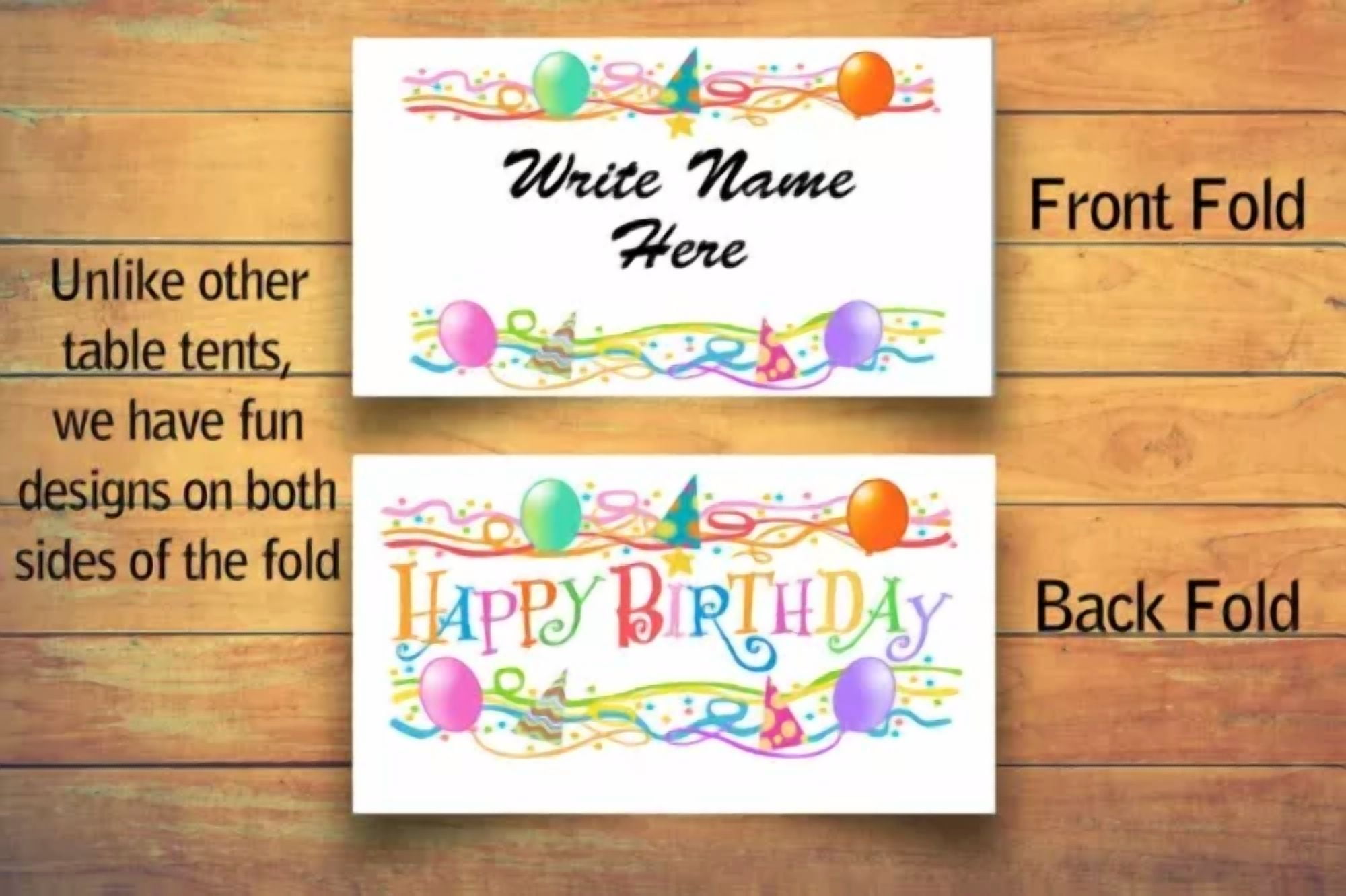 STARLIGHT- Happy Birthday Party Borders Table Tent - 25 Guest Seating ...