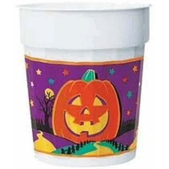STARLIGHT- Harvest Pumpkin Haunted House Carnival Halloween Party Favor 16 Oz. Plastic Cup ...