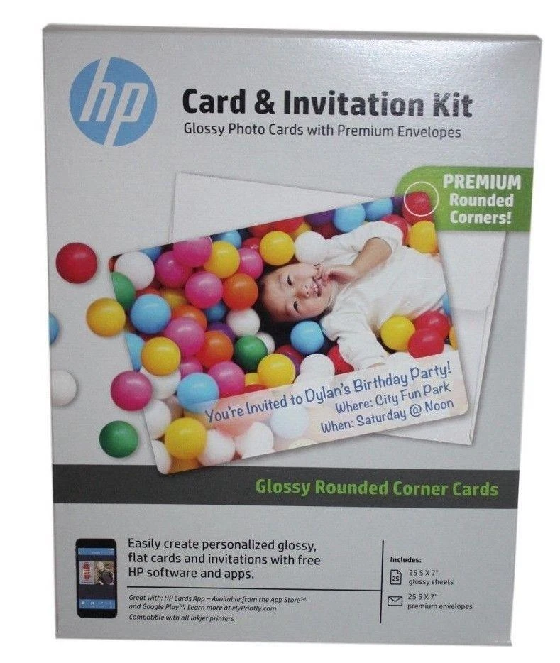 STARLIGHT- Hp Card & Invitation Kit Glossy Rounded Corner Cards ...