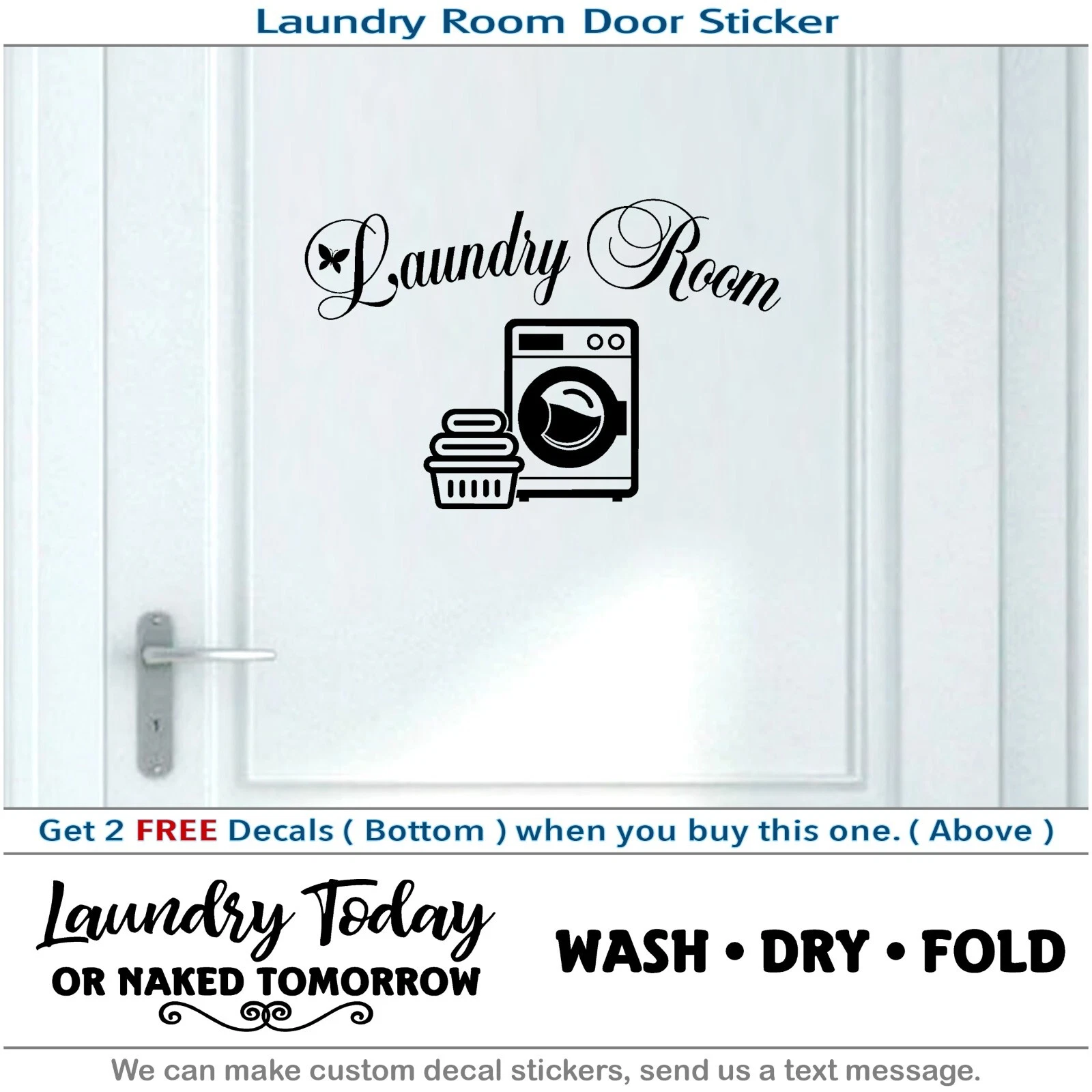 STARLIGHT- Laundry Room Door Decal, Wash Dry Fold Vinyl Sticker, Wall ...