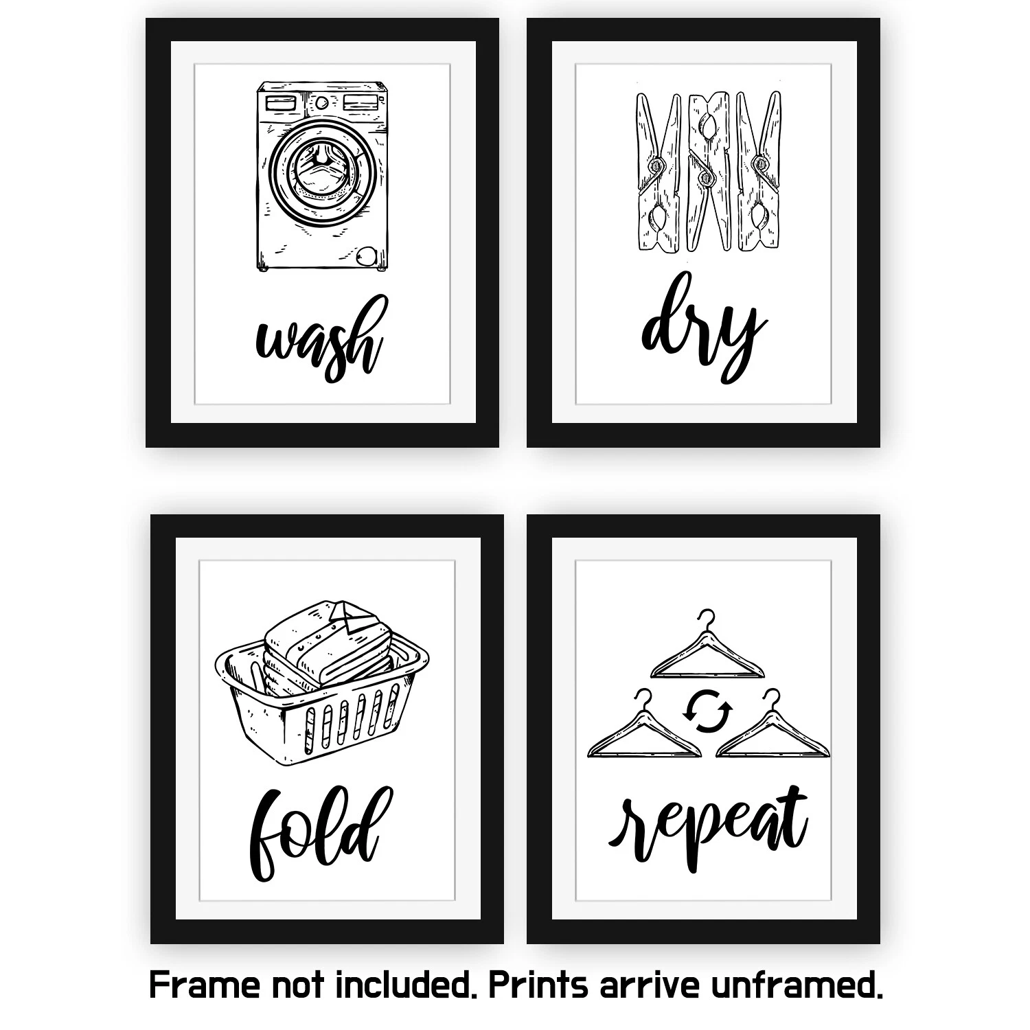 STARLIGHT- Laundry Room Signs(Set Of 4 Unframed-8X10Inches) Wall Art ...