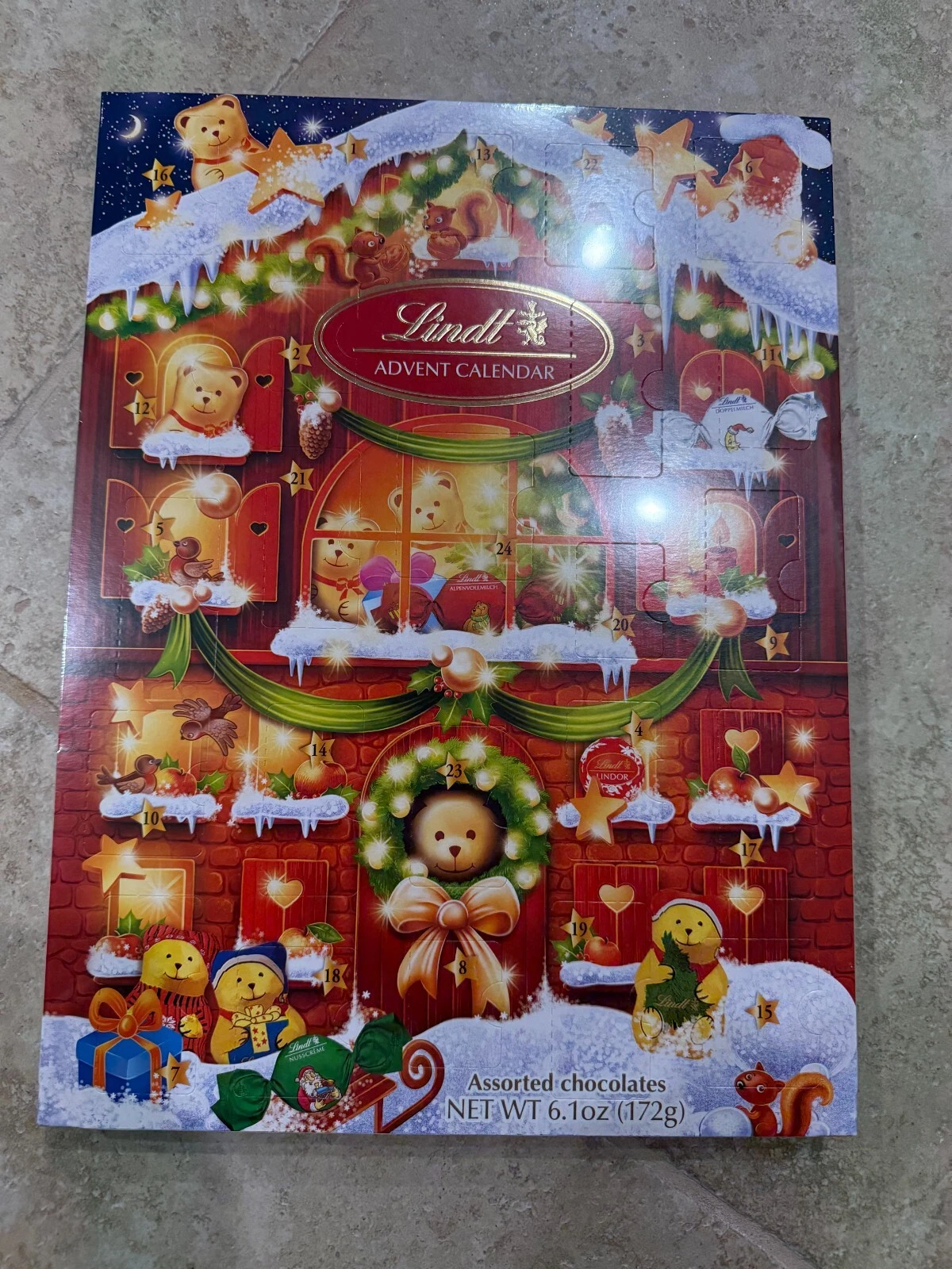 STARLIGHT- Lindt Holiday Teddy Bear Chocolate Candy Advent Calendar 6.1 ...
