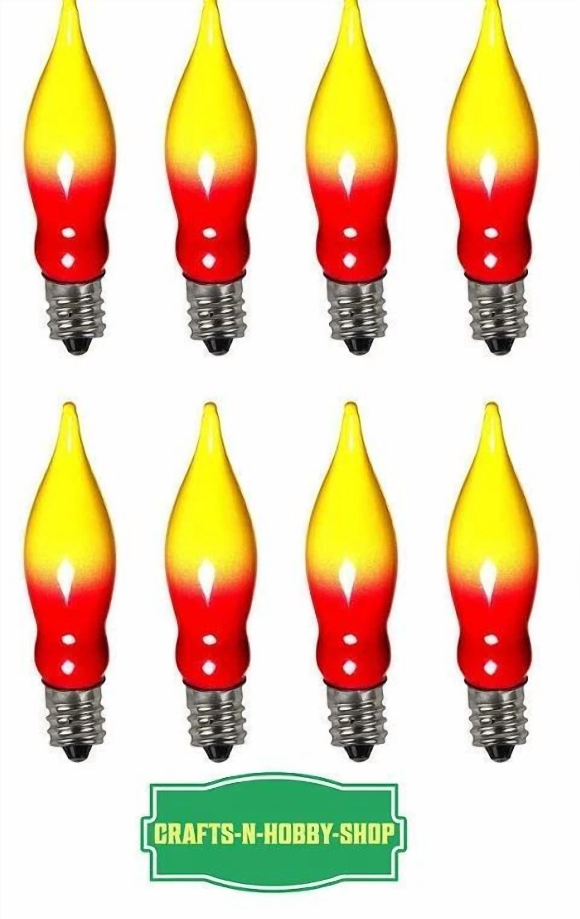 STARLIGHT- Lot Of 8 Red/Yellow Flame Candle Lamp Light Bulbs 7 Watts ...