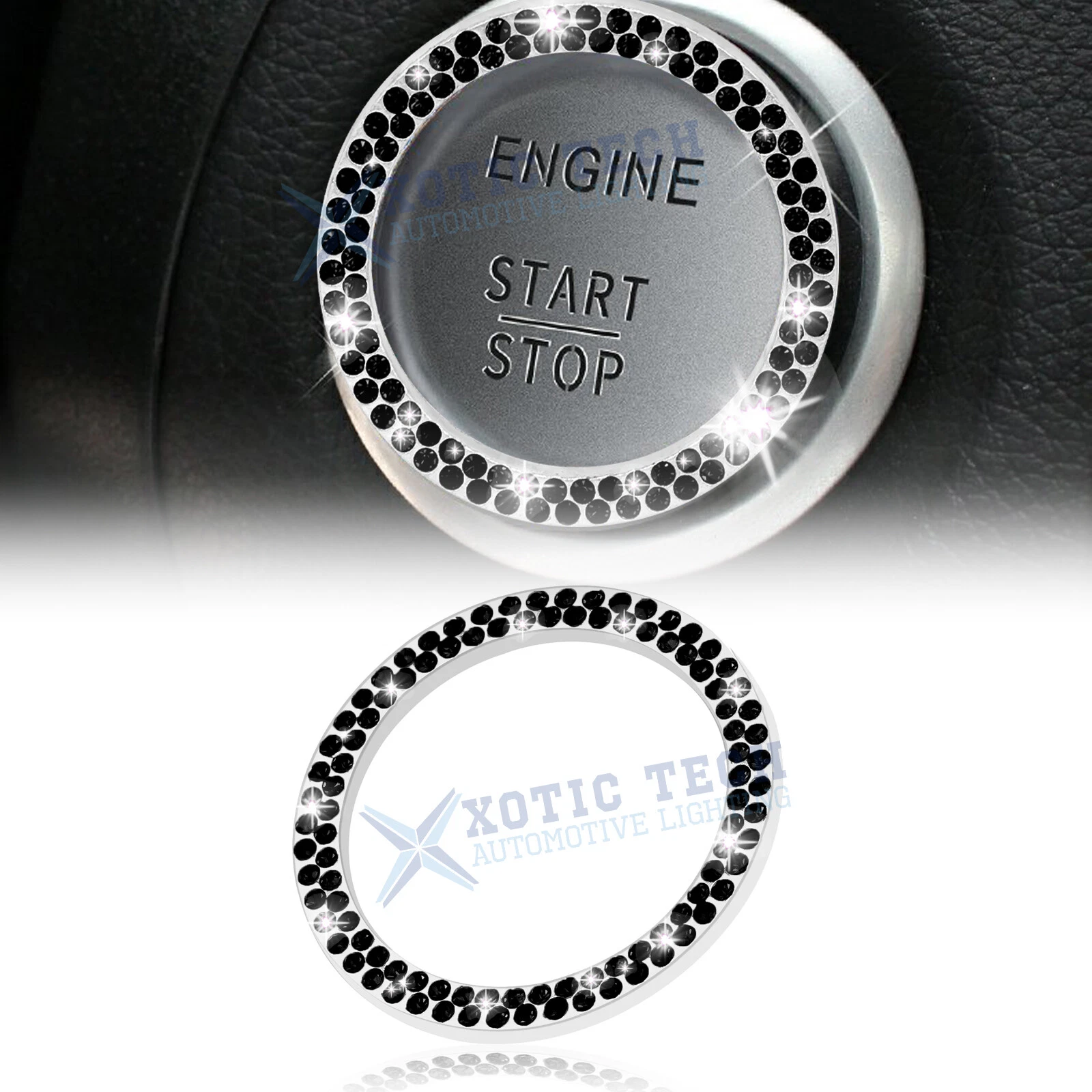 STARLIGHT- Luxurious Black Engine Start/Stop Button Bling Ring Emblem ...