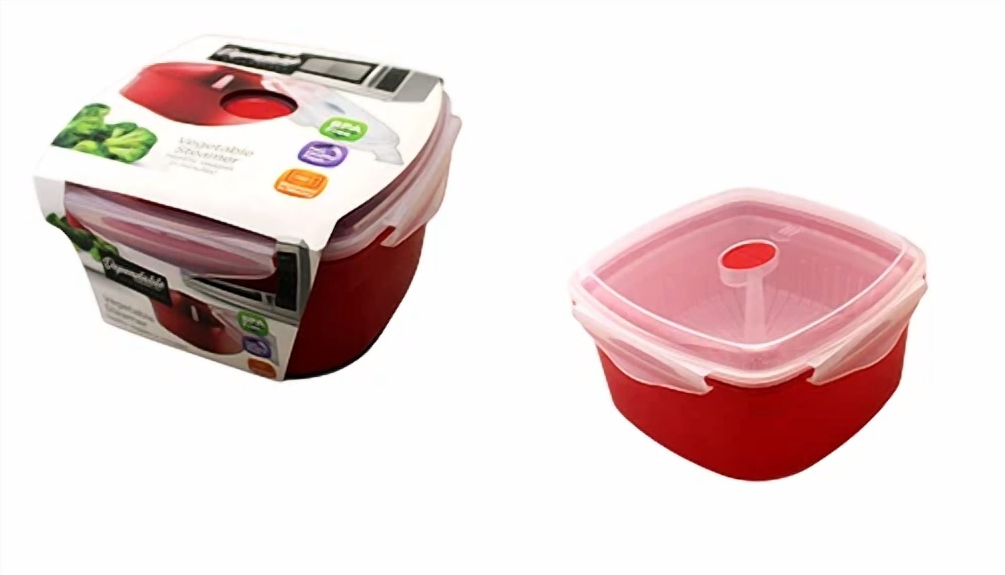 STARLIGHT- Microwave Vegetable Steamer Cooker Bpa-Free Vented Lid Quick ...