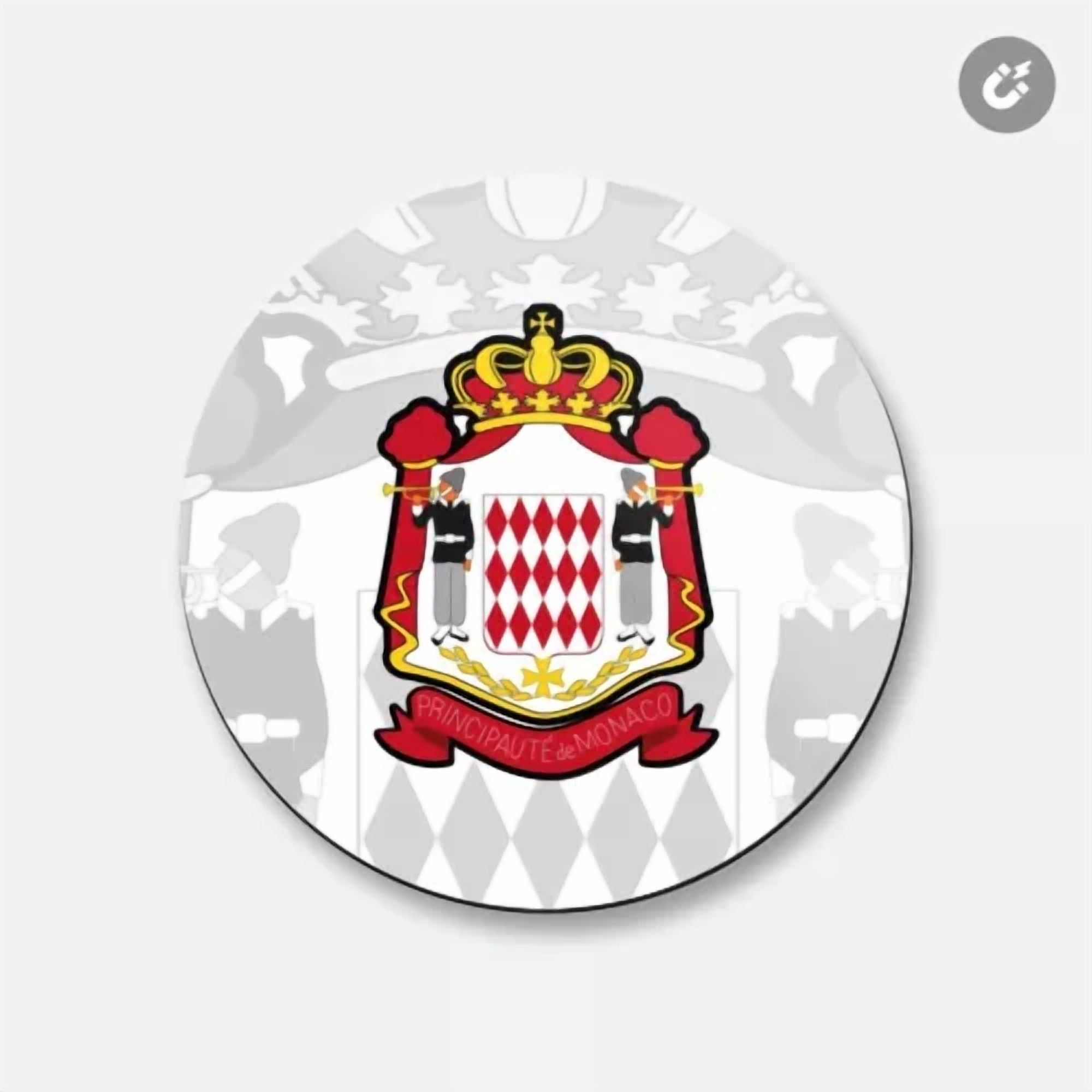 STARLIGHT- Monaco Coat Of Arms | 4'' X 4'' Round Decorative Magnet ...
