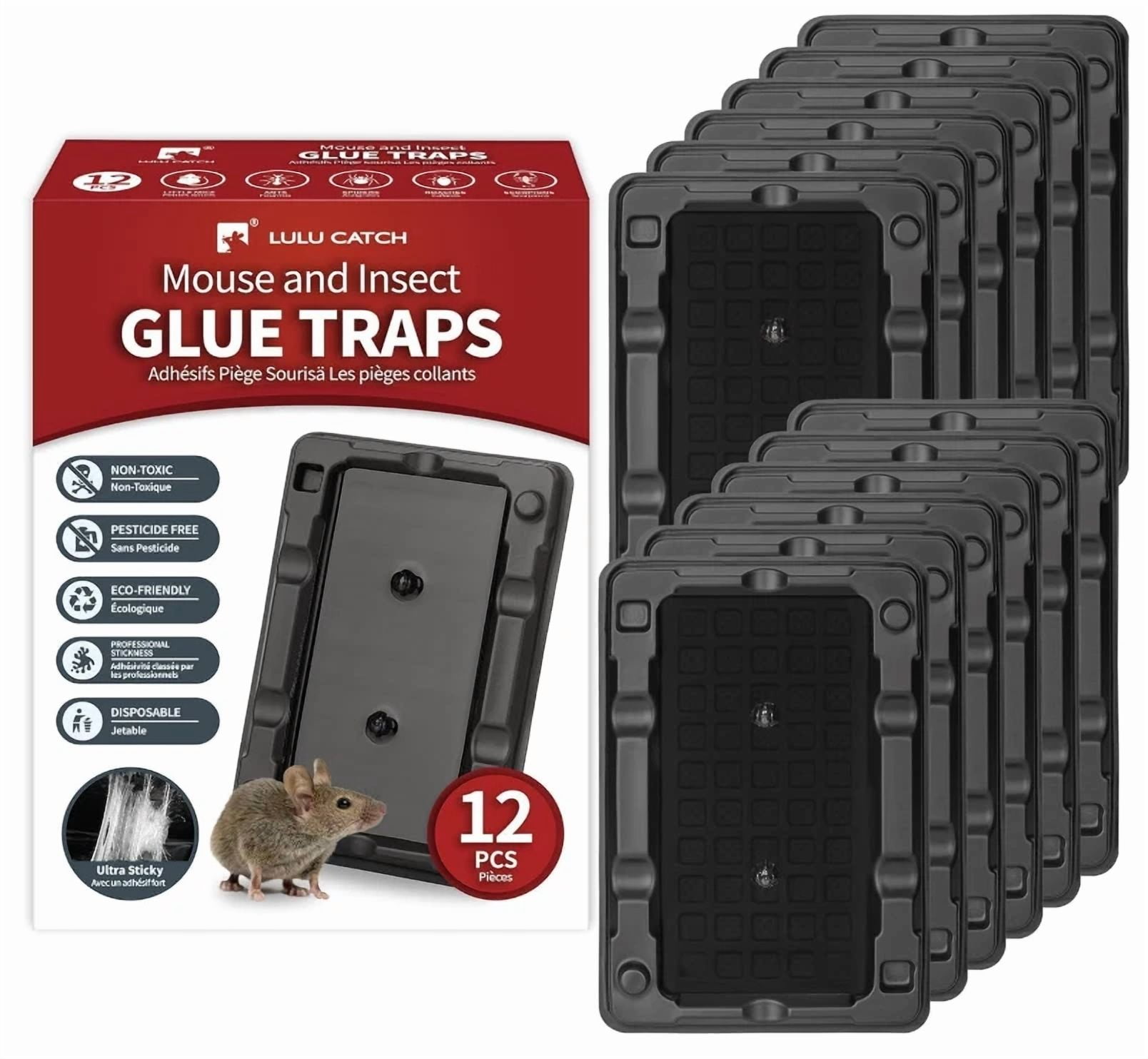 STARLIGHT- Mouse & Insect Traps 12 Pack, Heavier Sticky Traps With Non ...