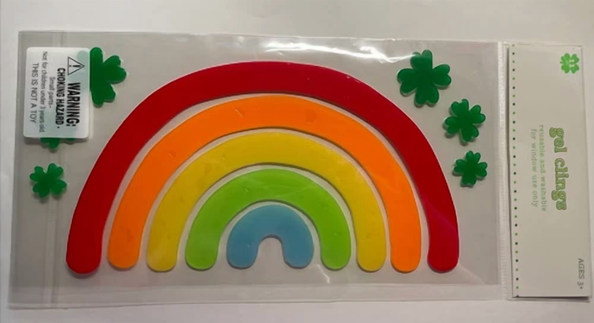 STARLIGHT- New Gel Window Clings 11 Ct Rainbow Colors Lucky Shamrock ...