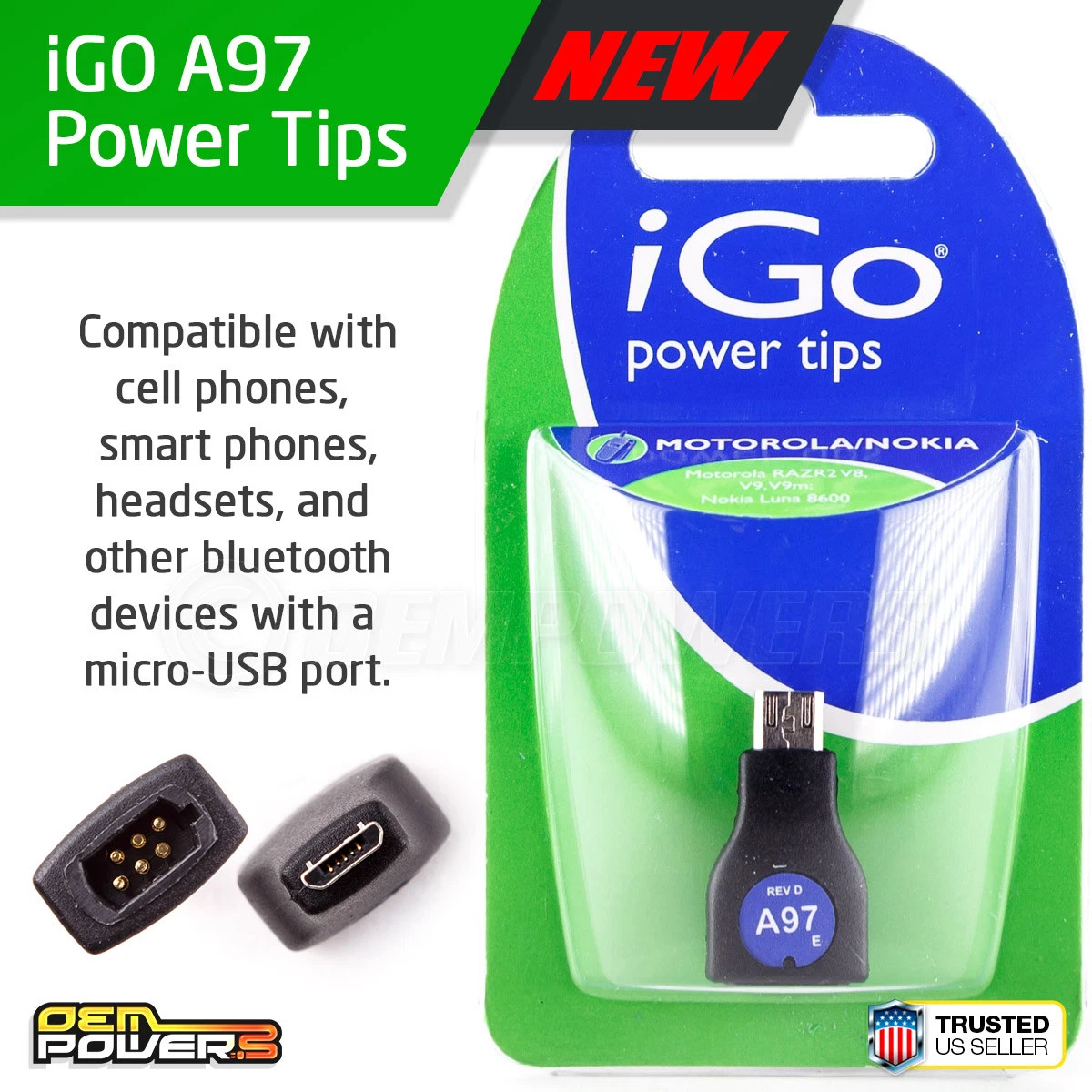 STARLIGHT- New Genuine Igo Charger A97 Micro Usb Power Tip Rev D Cell ...