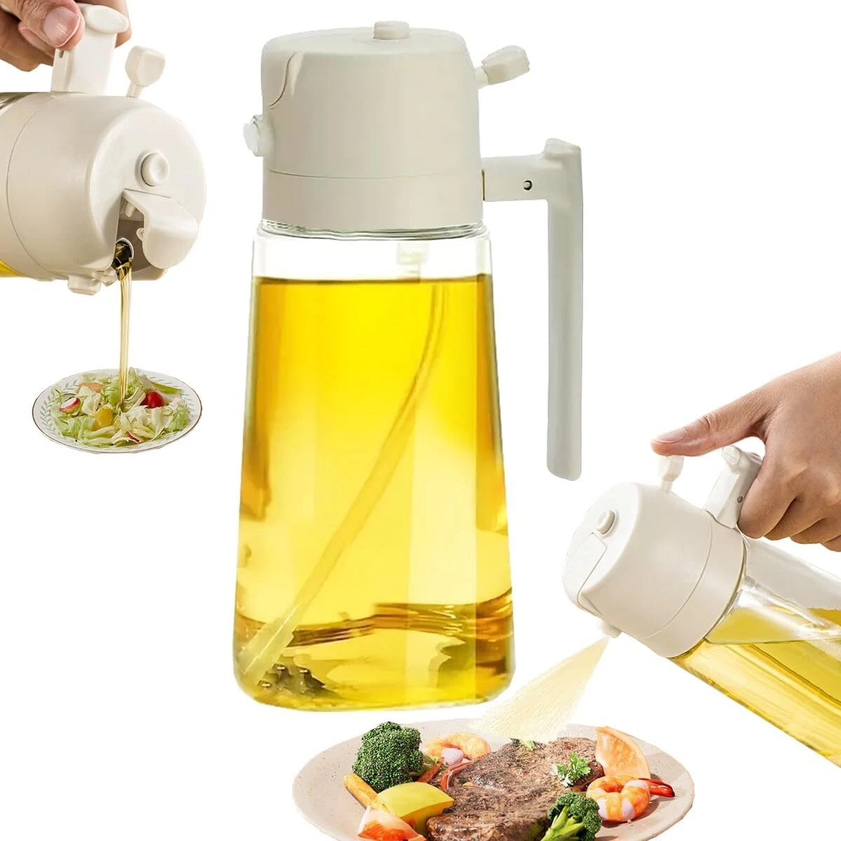 STARLIGHT- Oil Sprayer For Cooking-2 In 1 Olive Oil Dispenser, 16Oz ...