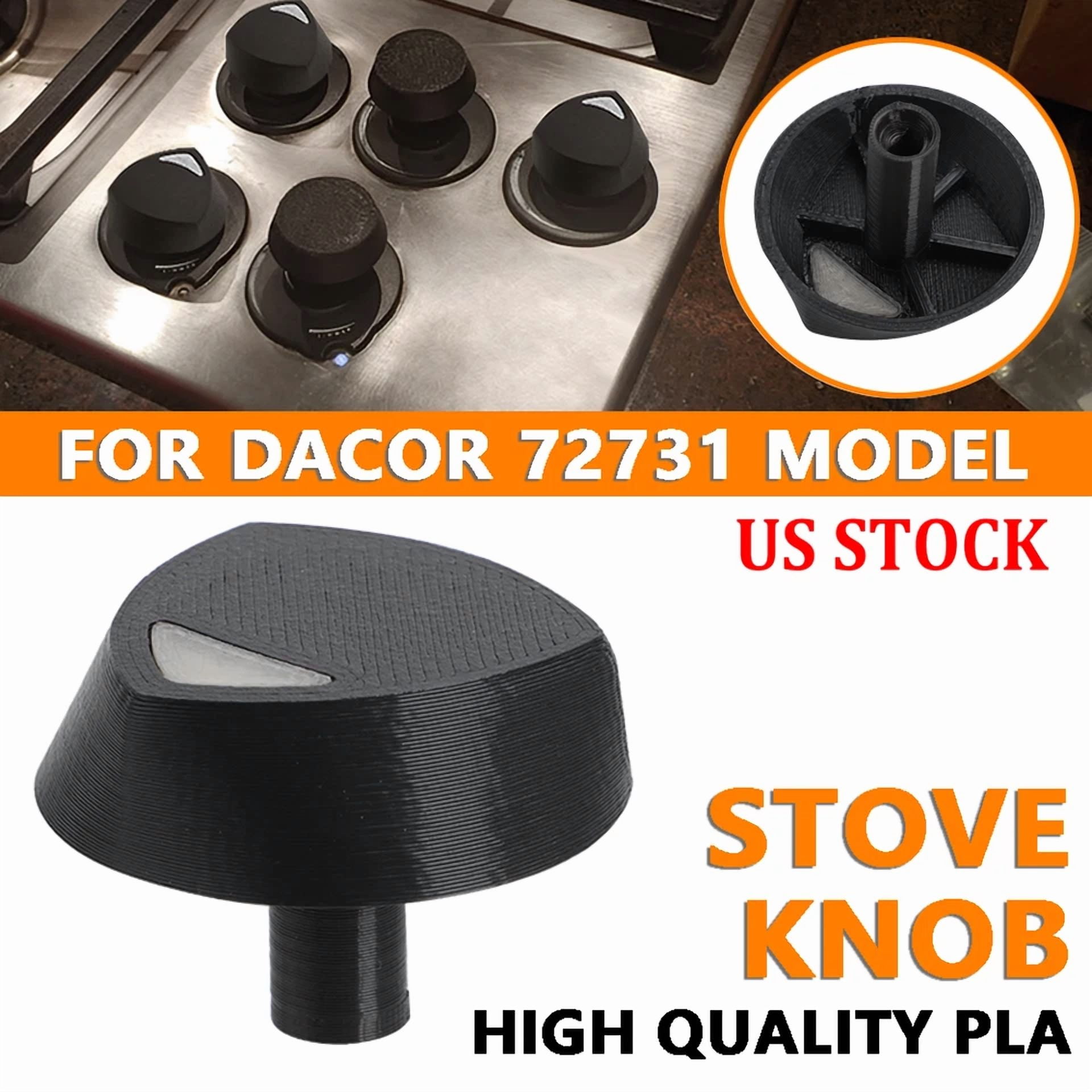 STARLIGHT- Pla Black Stove Knob Replace For Dacor 72731 Model Burner ...