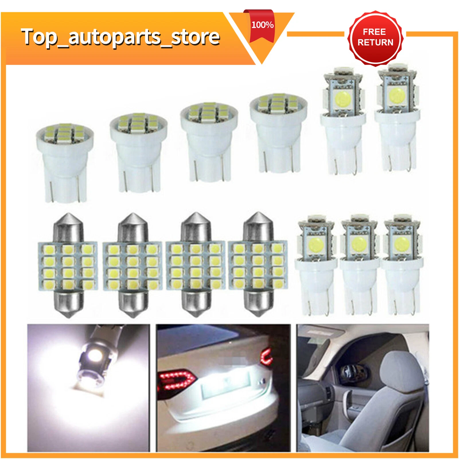STARLIGHT- Pure White Led Lights Interior Package Kit For Dome License ...