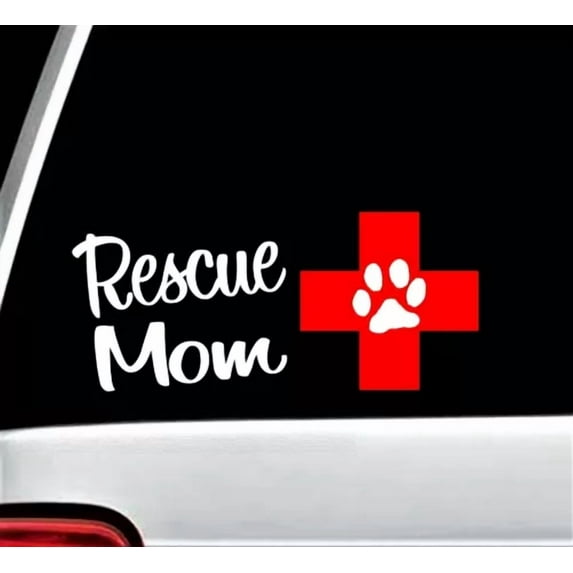 STARLIGHT- Rescue Mom Cross And Dog Paw Decal Sticker For Car Window 8 ...