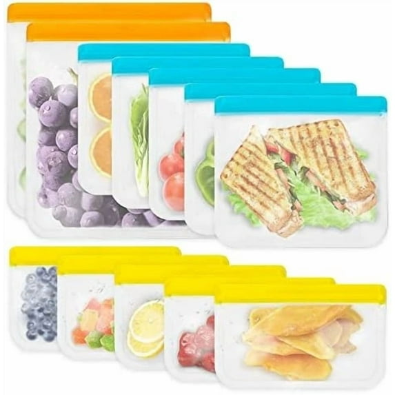 STARLIGHT- Reusable Food Storage Bags, 12 Pack, Peva Freezer, 2 Gallon ...