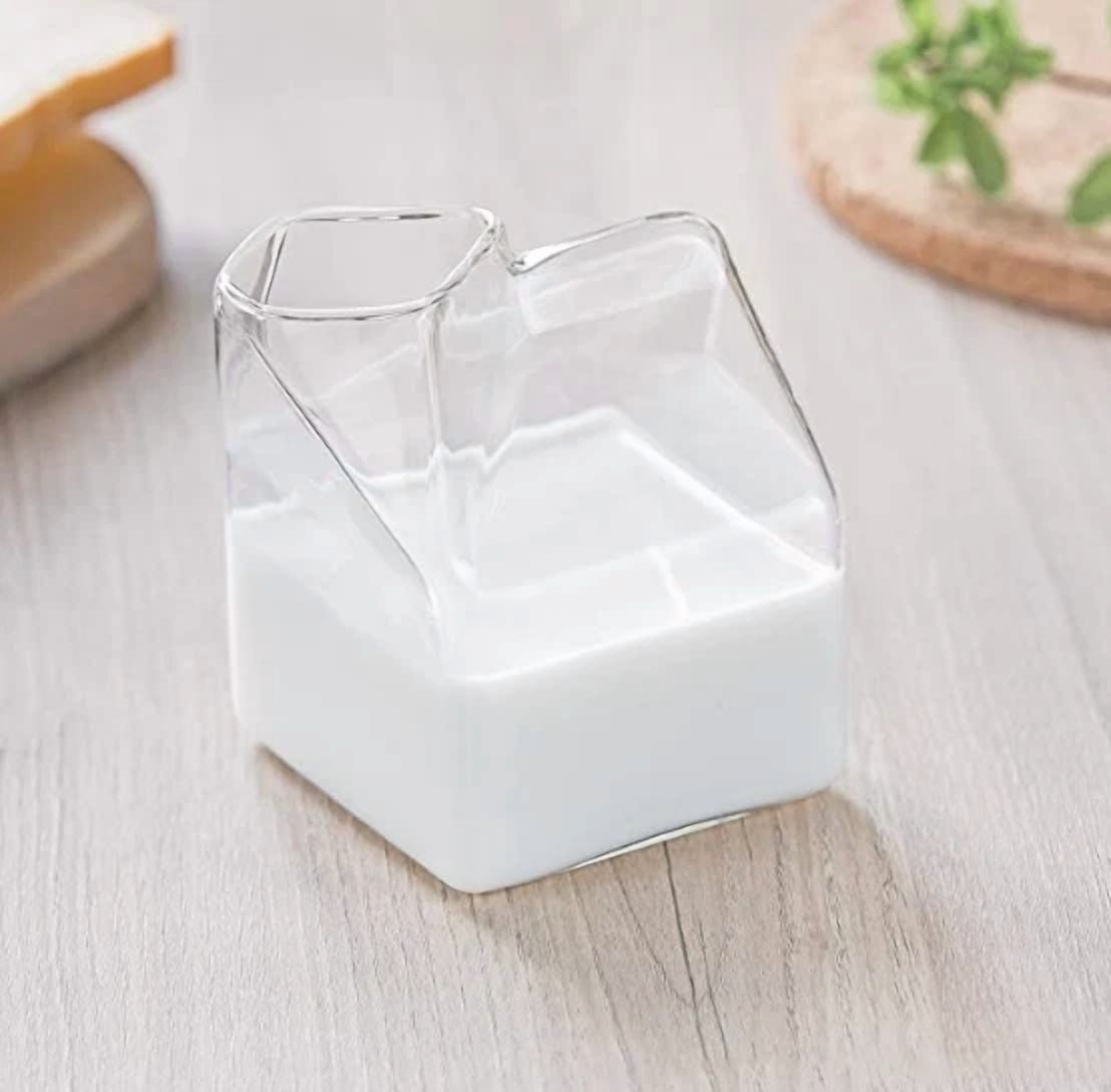 STARLIGHT- Set Of 2 Glass Milk Cartons - Borosilicate Glass 10Oz ...