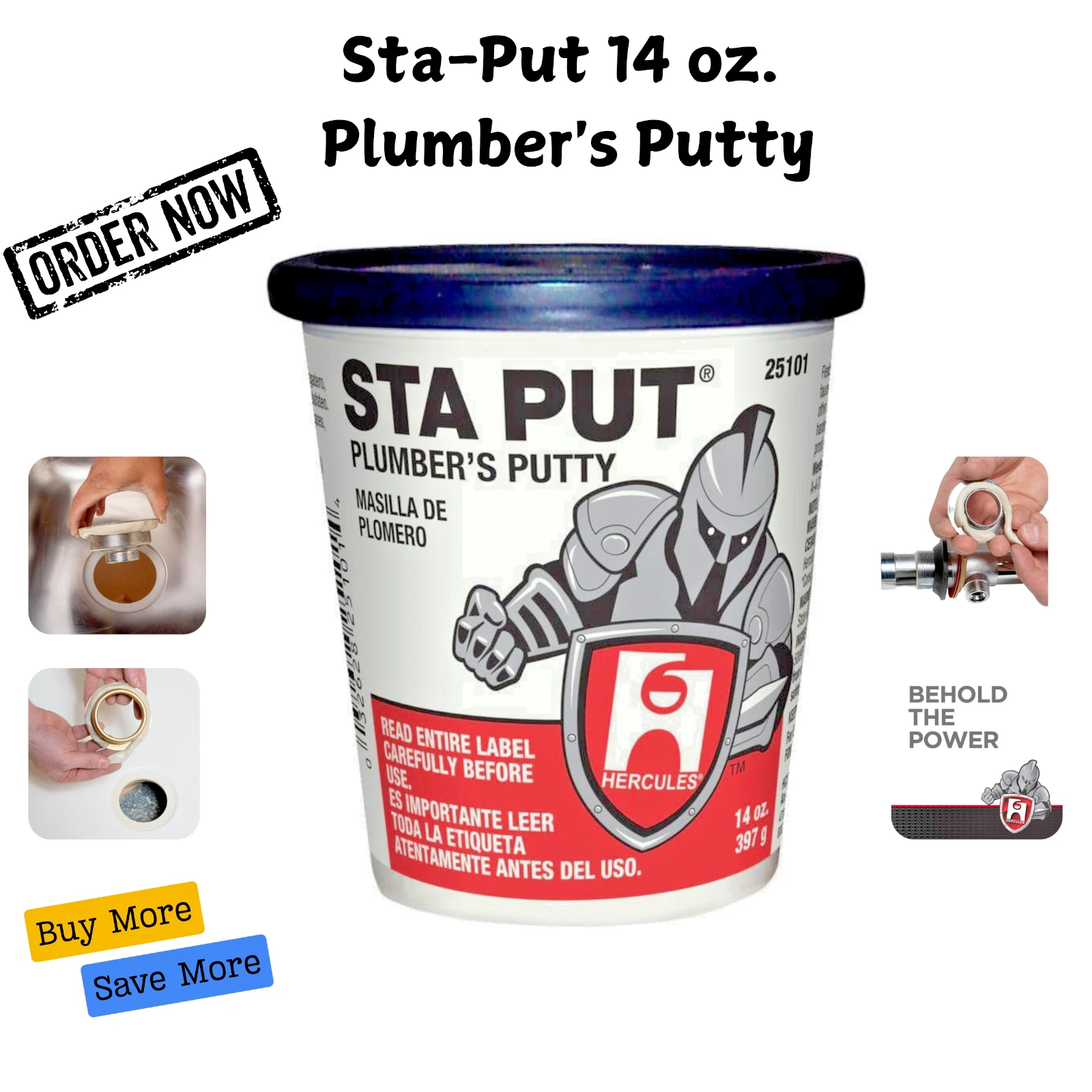 STARLIGHT- Sta-Put 14 Oz. Plumber'S Putty Formula Resists Cracking And ...