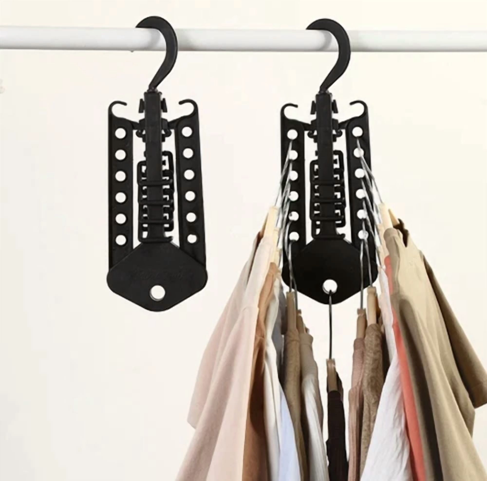STARLIGHT- Telescopic Clothes Hanger Space Saving Folding Hook Rack ...