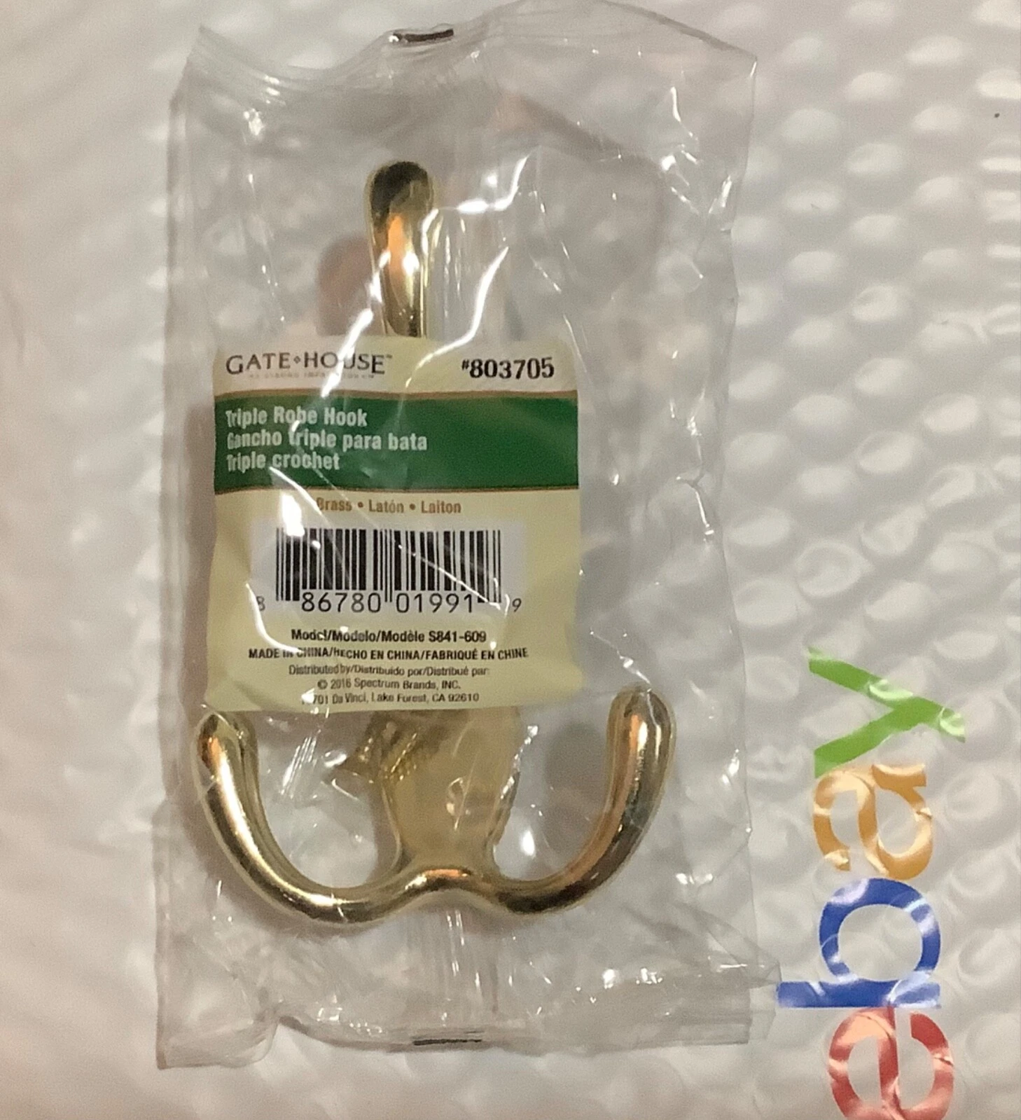 STARLIGHT- Triple Robe Hook Polished Brass Finish #803705 Also Used For ...