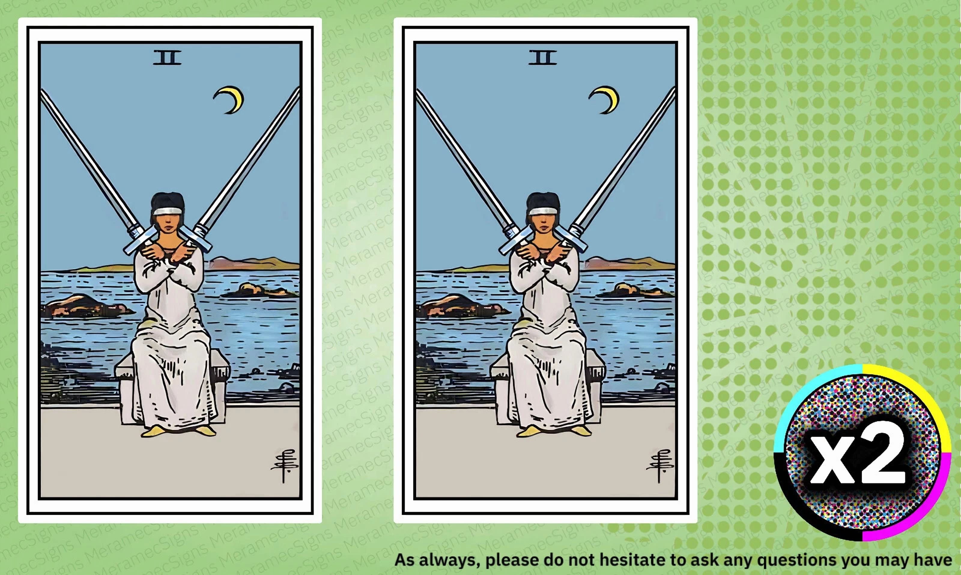 STARLIGHT- Two Of Swords 3.5" X2 Tarot Vinyl Sticker Decal Car Window ...