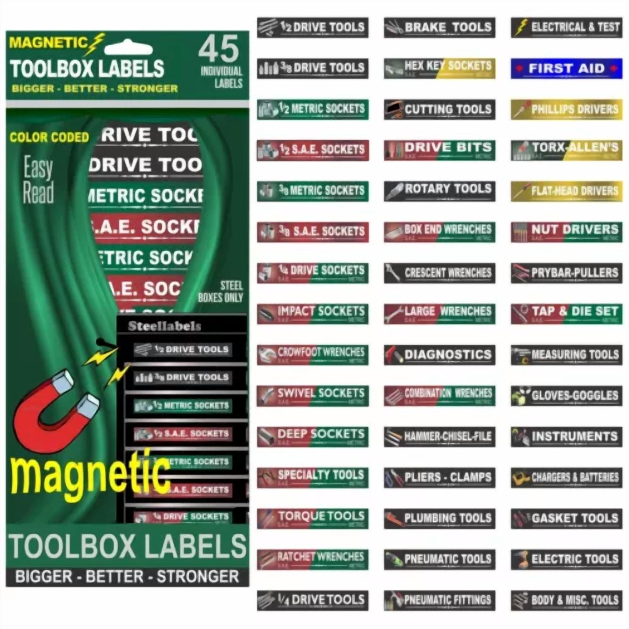 STARLIGHT- Ultimate Magnetic Toolbox Labels Fits All Steel Boxes Tool ...
