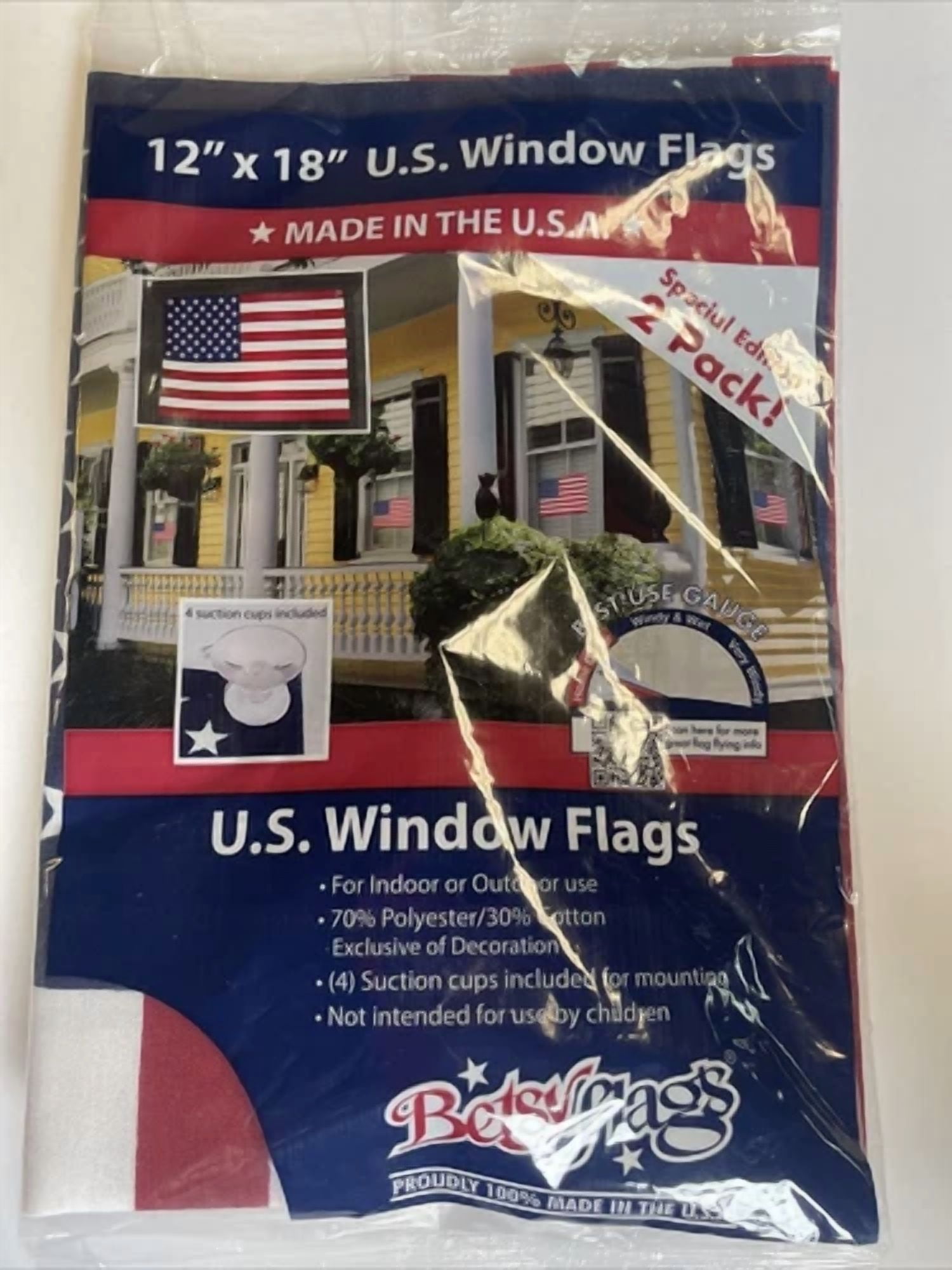 STARLIGHT- Usa Window Flags 2 Pk By Betsy Flags - Brand New 12"×18 ...