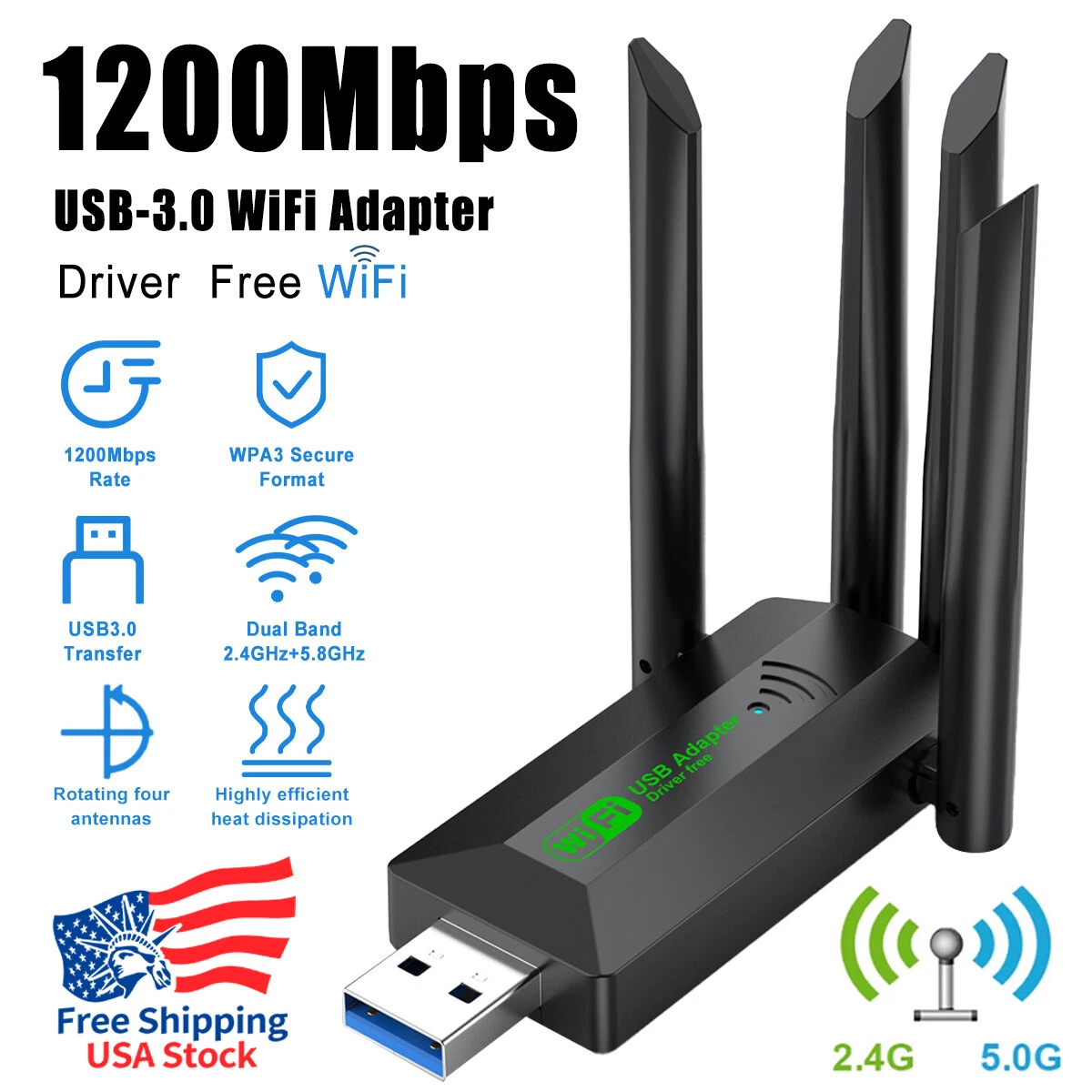 STARLIGHT- Usb 3.0 Wireless Wifi Adapter 1200Mbps Long Range Dongle ...
