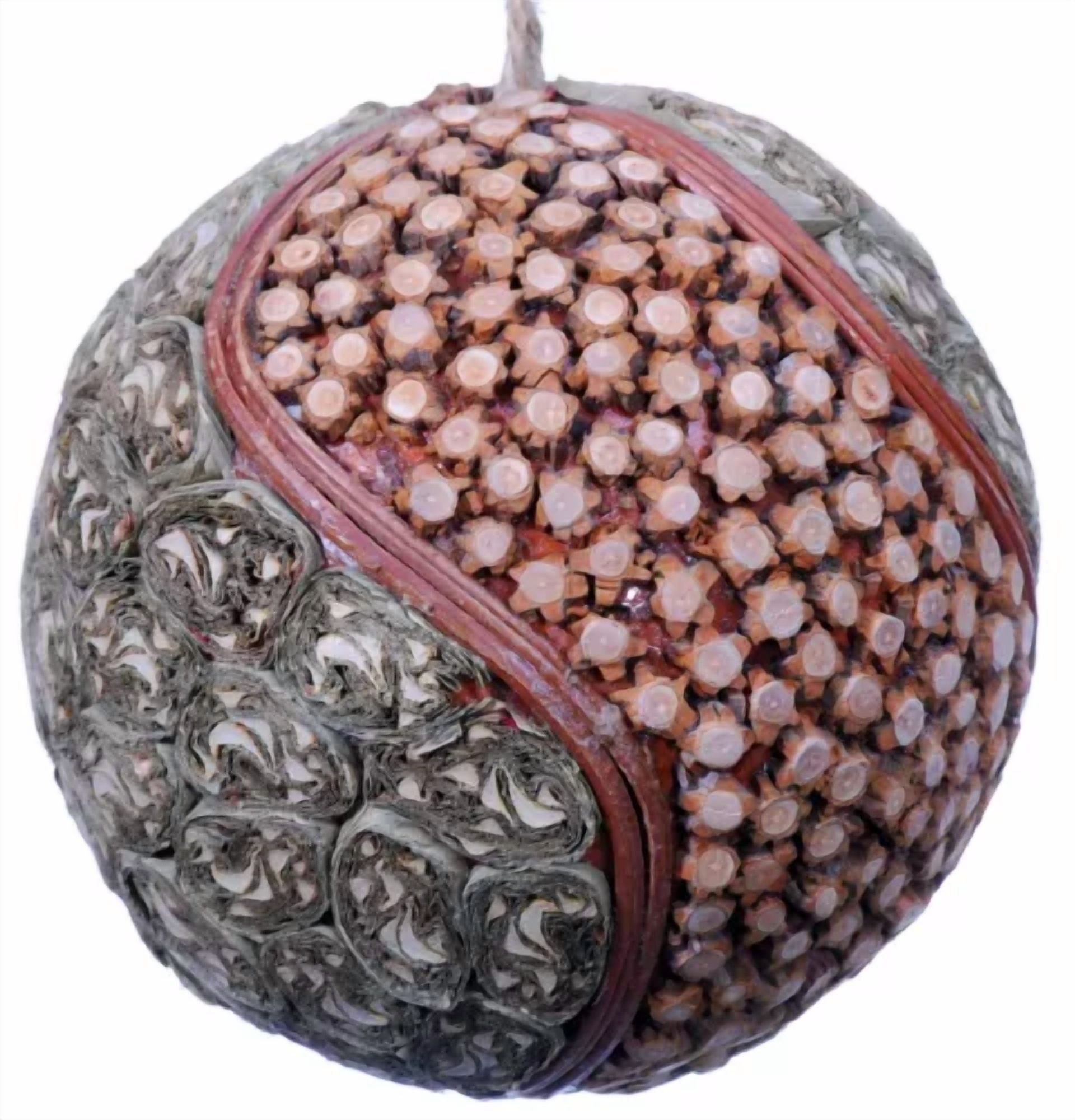 STARLIGHT- Wood Slice Mosaic Leaf Decorative Ball Ornament Natural ...