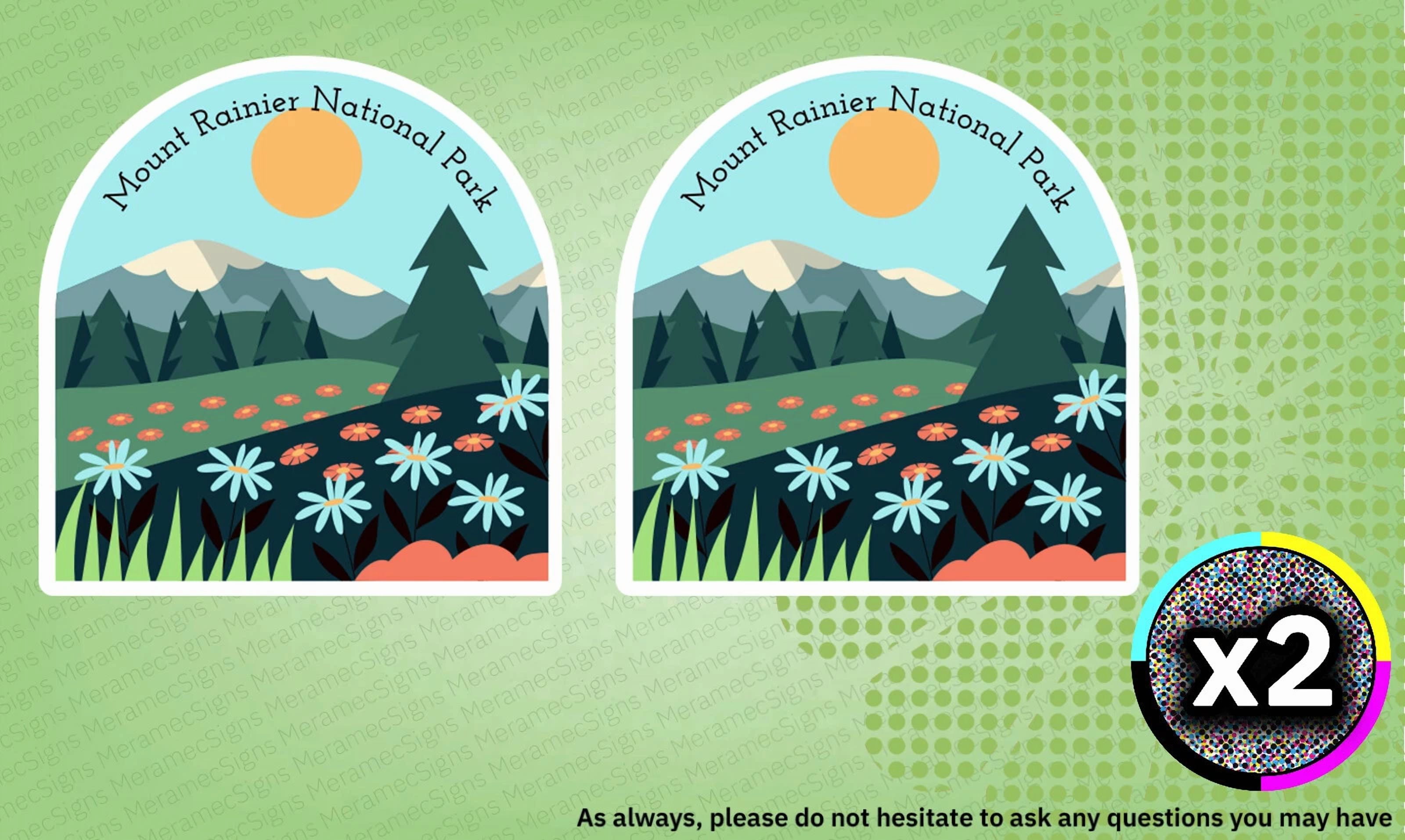 STARLIGHT- X2 Mount Rainier National Park 4" Vinyl Sticker Decal Car ...
