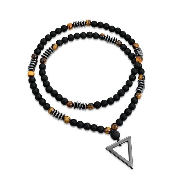 STARNNY Necklace for Men Natural Stone Bead Necklace for Men Tiger Eye ...