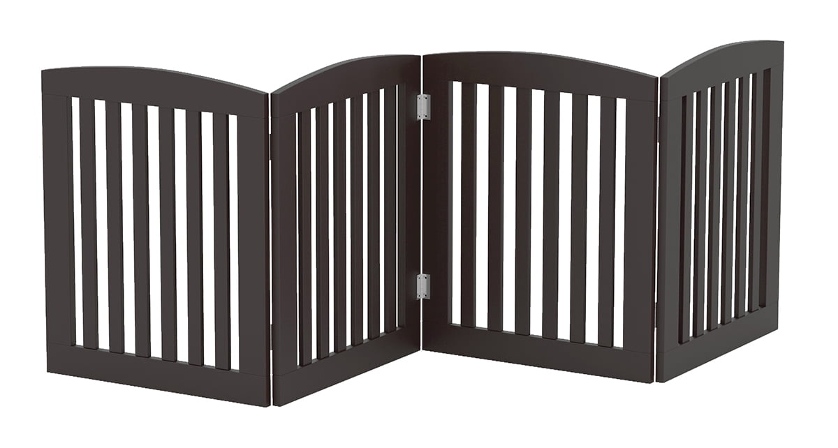 STAROUS 24"H Home Wooden Freestanding 4-Panel Foldable Pet Gate ...
