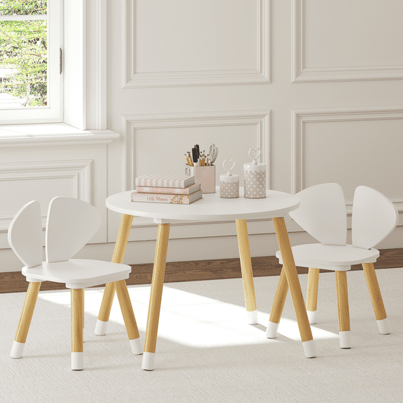 STAROUS Kids 3-Piece Round Table & Chair Set with Unique Elephant Ear ...