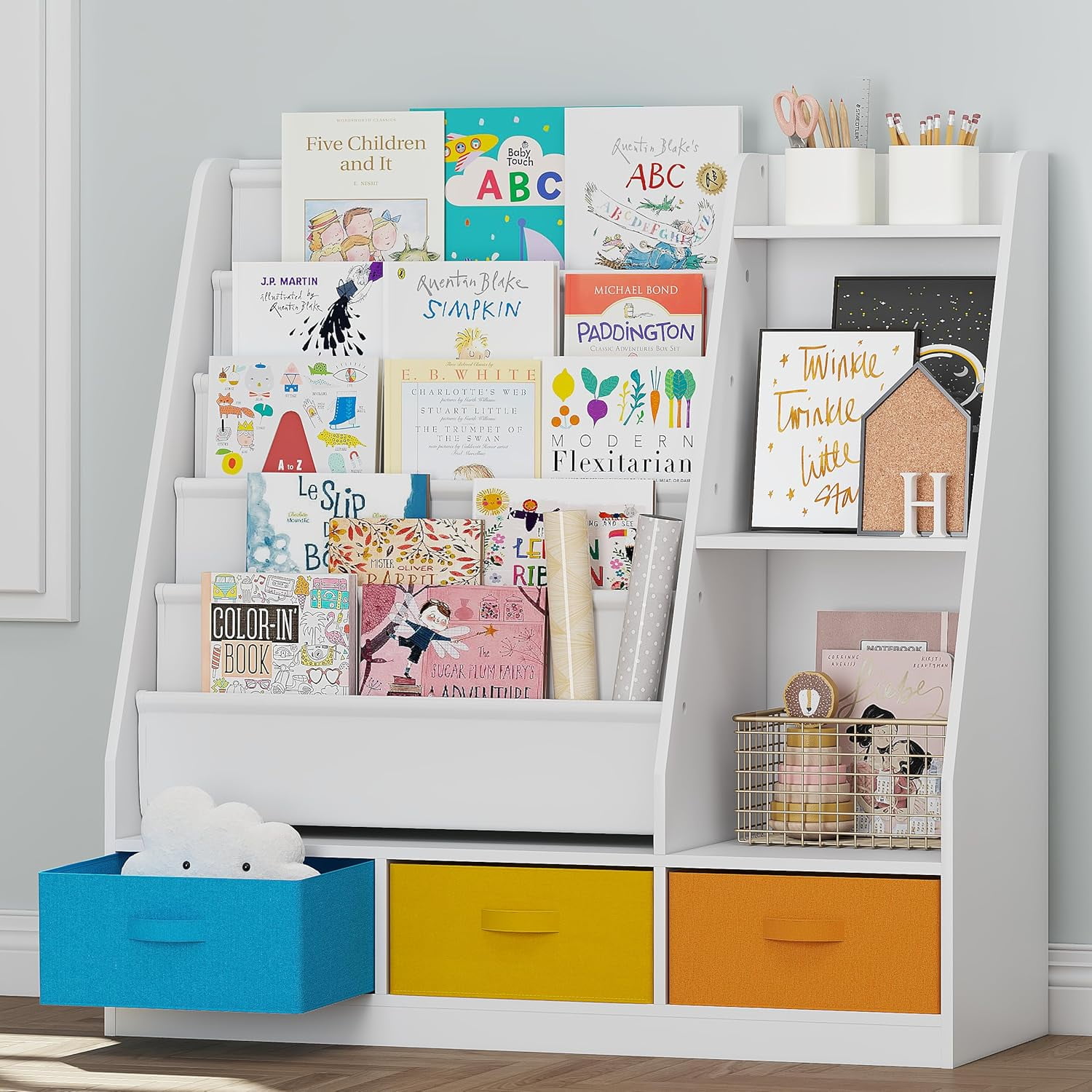 STAROUS Toy Storage Organizer, Kids Bookshelf and Toy Storage with Legs ...