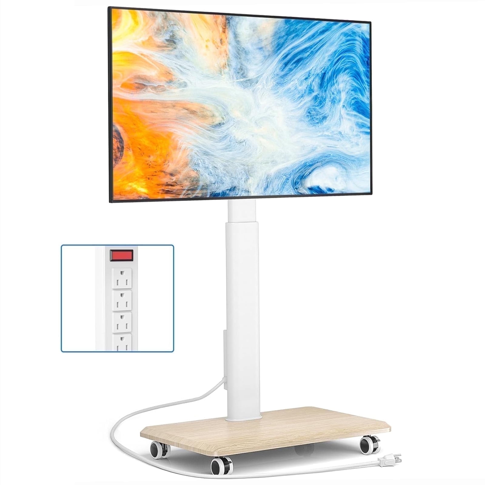 TAVR Universal Rolling TV Stand with Power Outlet Portable Mobile TV ...