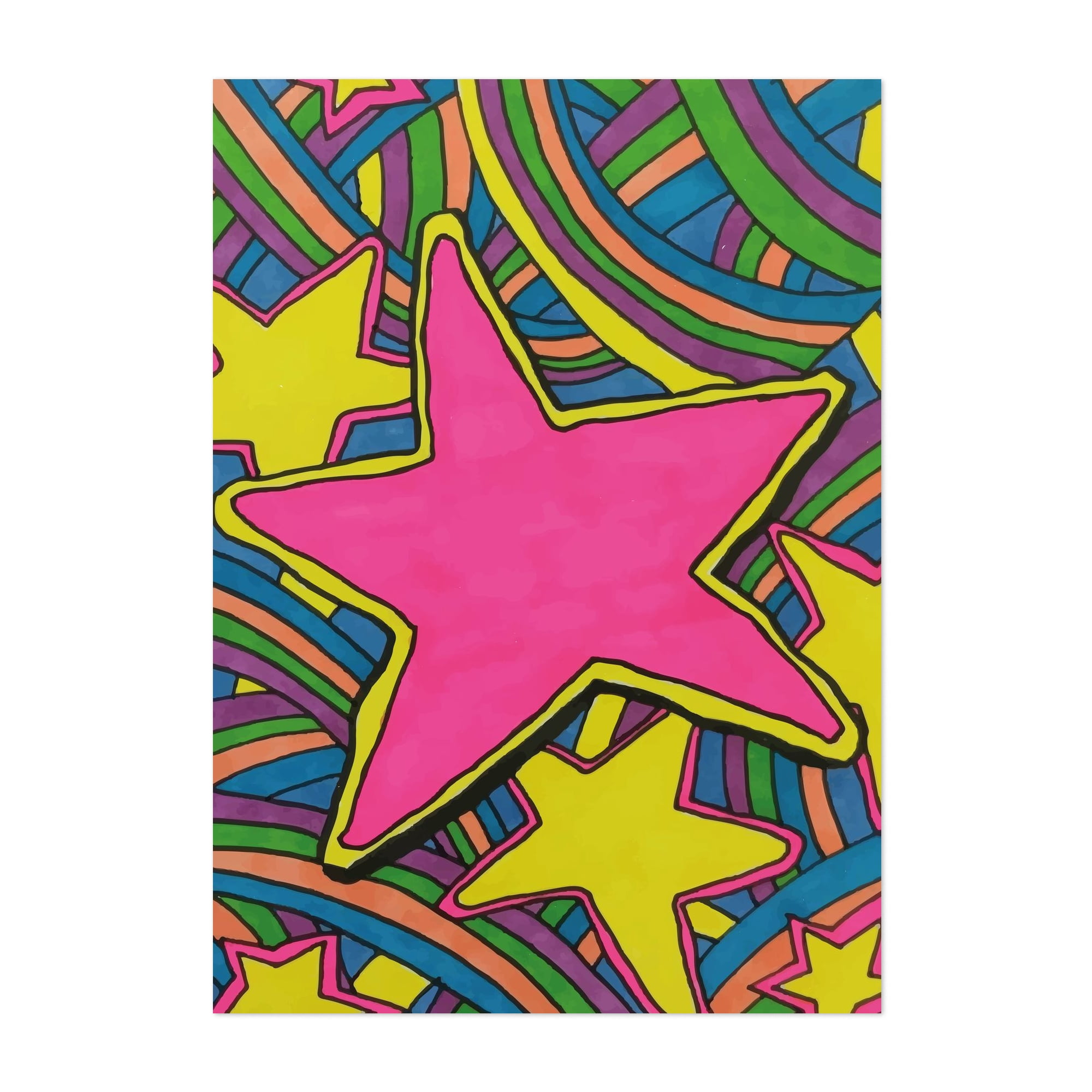 STARS AND RAINBOWS illustration - Drawing Pop Art Psychedelic Stars ...