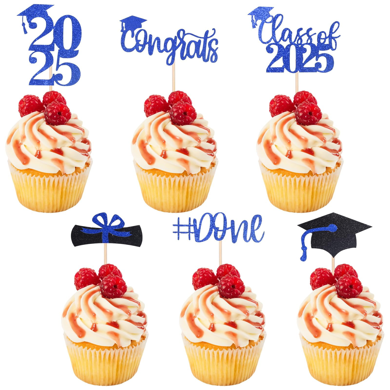 STARSIDE Graduation CakeTRDN Toppers,48 PACK Cupcake Toppers,Blue and ...