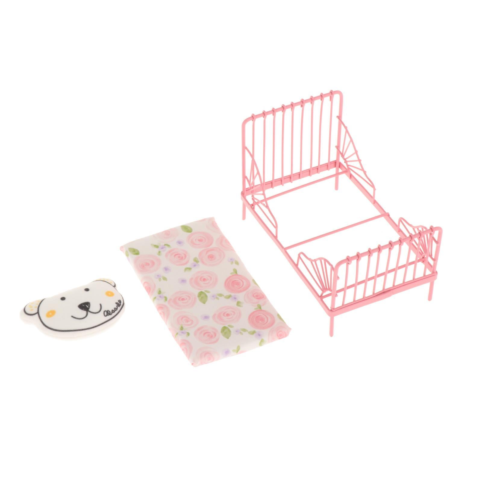 STARTIST 1/12 Scale Miniature Bed 1/12 Mini Dollhouse Furniture Bed ...