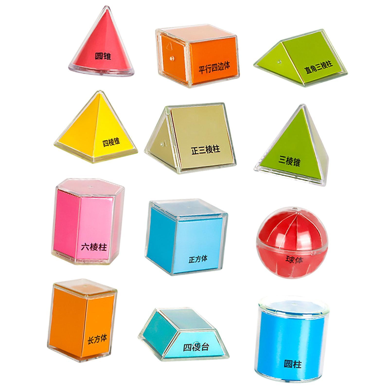 STARTIST 12 Pieces 3D Geometric Shapes Blocks Learning Toys Math Toys ...