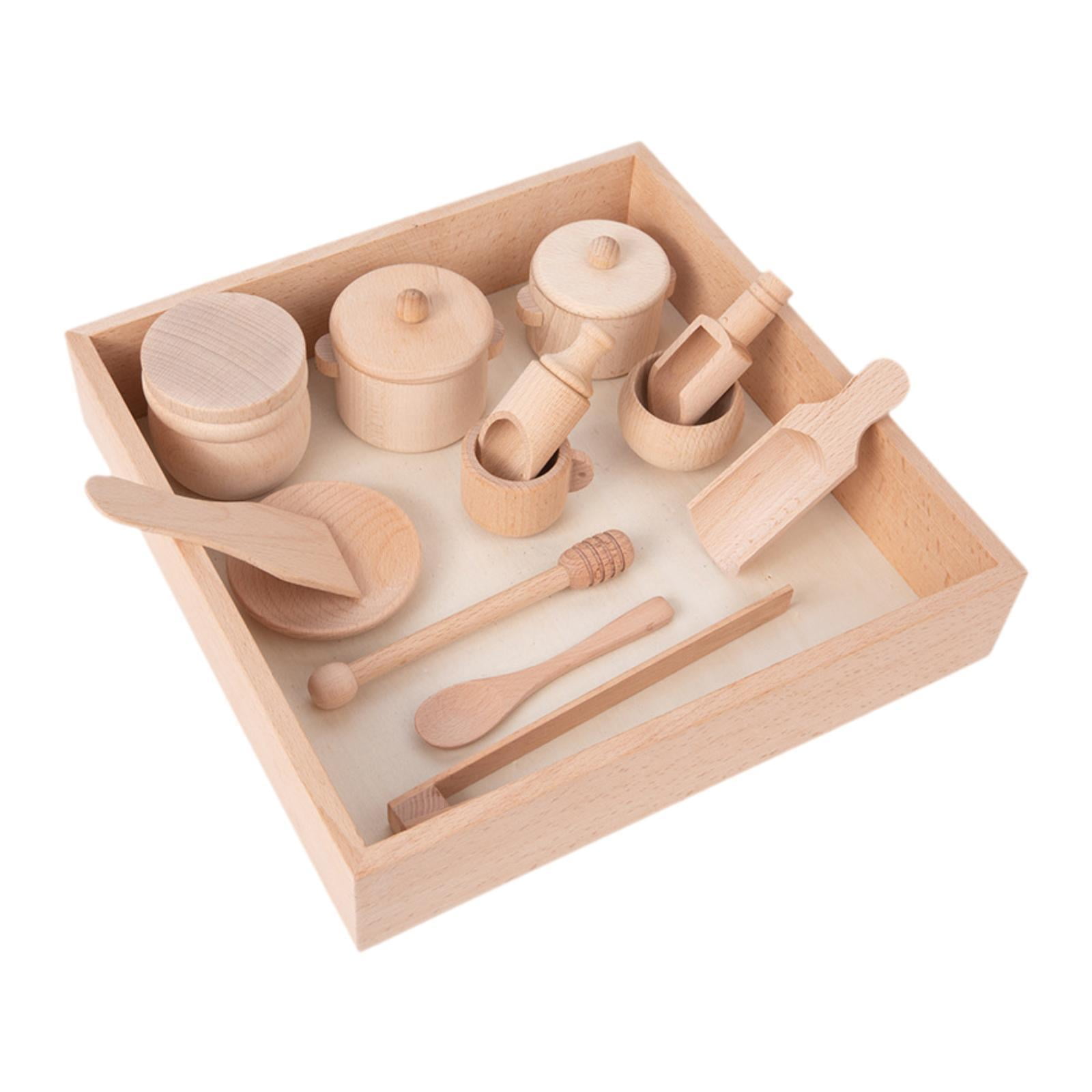 STARTIST 14Pcs Wooden Sensory Bin Tools, Wooden Scoops and Tongs ...