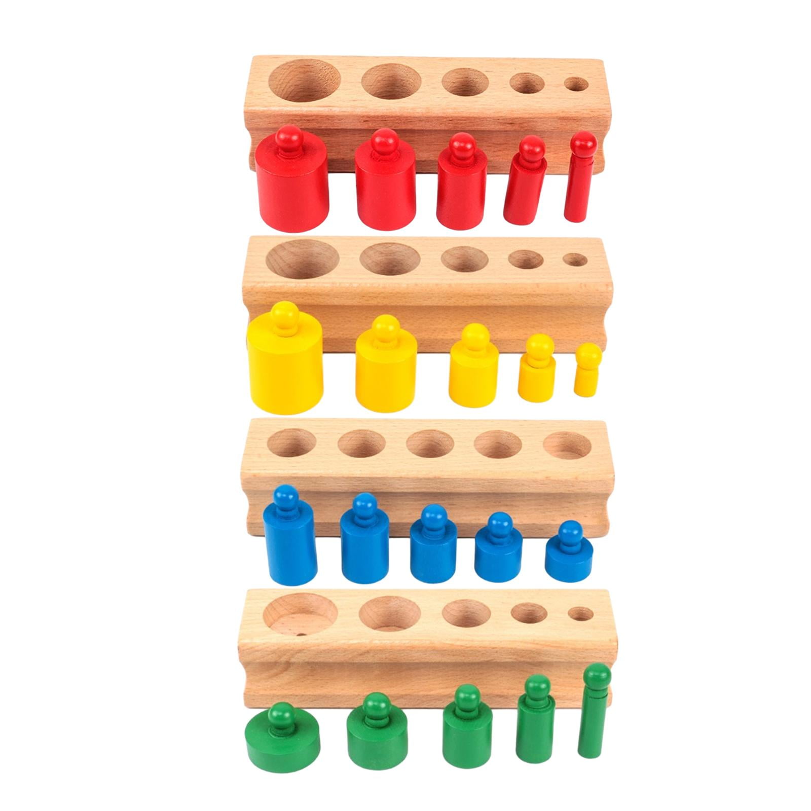 STARTIST 4 Pieces Knobbed Cylinders Blocks Montessori Toy Board Game ...