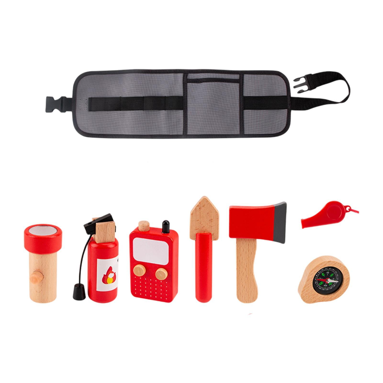 STARTIST Fireman Wooden Toy Fireman Pretend Play Toy with Waist Bag ...
