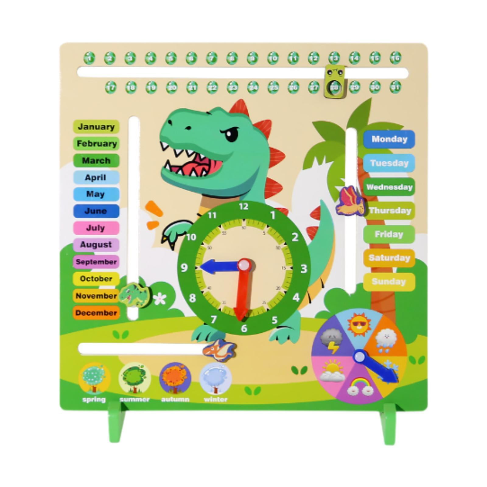 STARTIST Kids Daily Calendar, Wooden Calendar Teaching Clock Learning ...