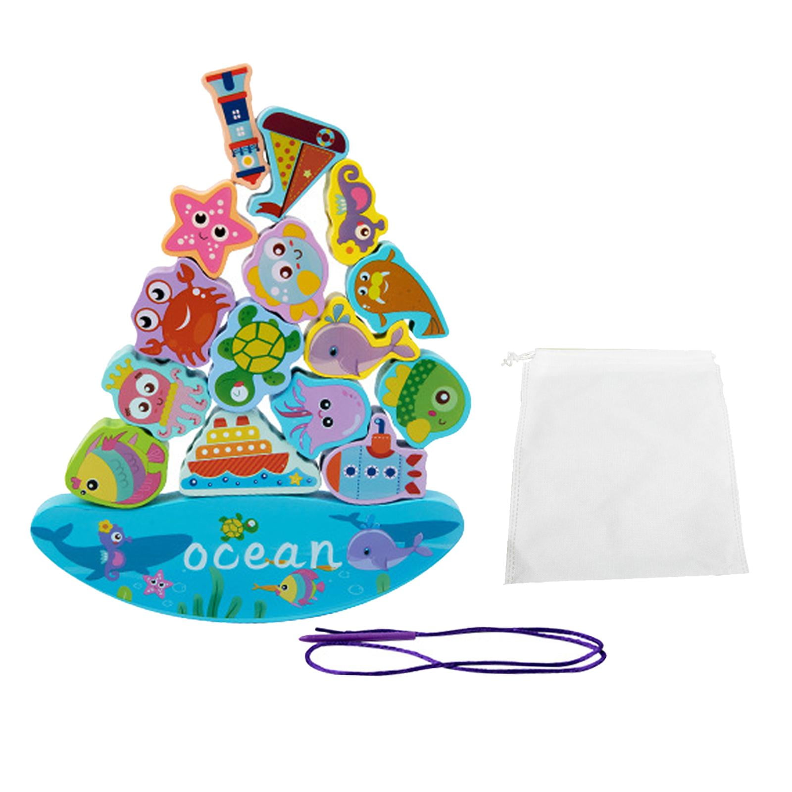 STARTIST Lacing Beads Threading Wooden Balance Block Stacking Toys Fine ...