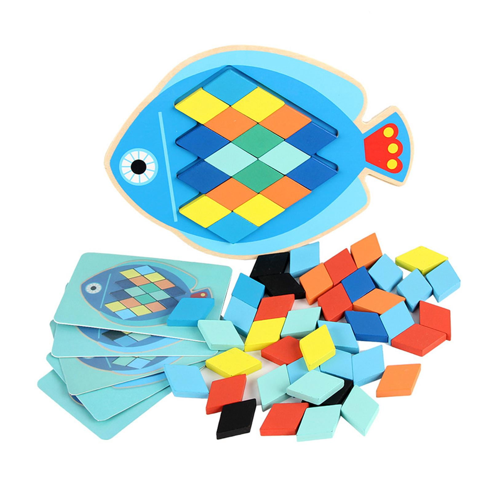 STARTIST Wooden Pattern Blocks Tangram Puzzle, for Kids, Learning ...