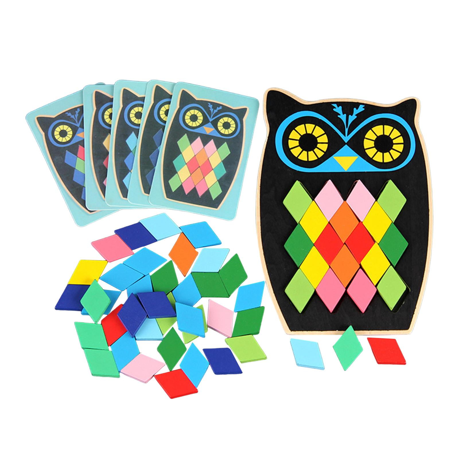 STARTIST Wooden Pattern Blocks Tangram Puzzle, for Kids, Learning ...