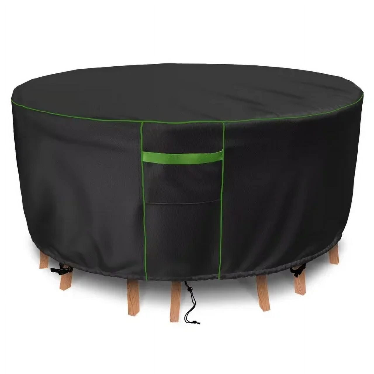 STARTWO Durable Outdoor Black Round Table Cover with Green Trim ...