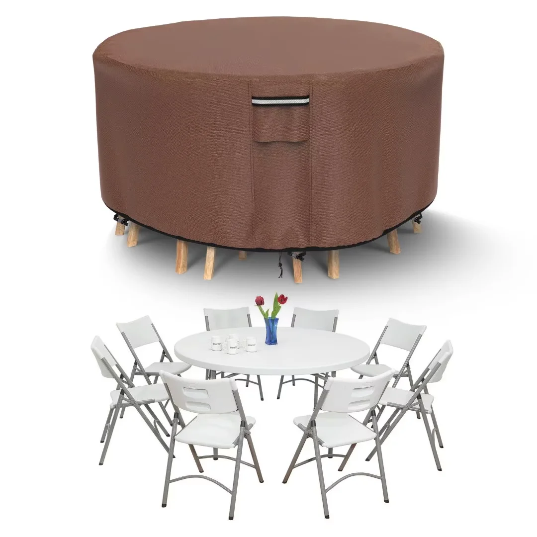 STARTWO Garden Round Table Cover Waterproof Heavy Duty Patio Furniture Covers Windproof Anti-UV ...