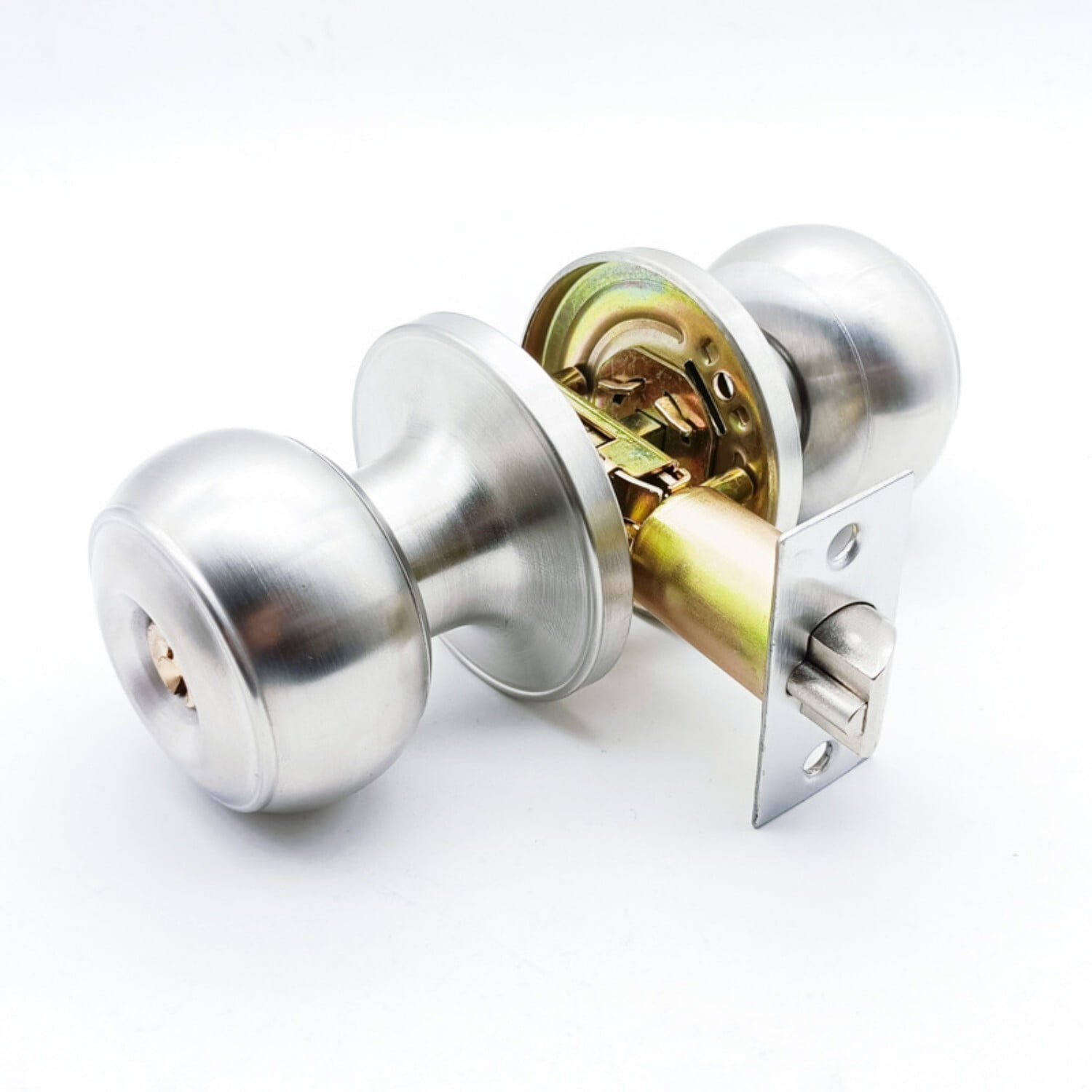 STARTWO Satin Stainless Steel Door Knob - Round Knob with Privacy Lock ...